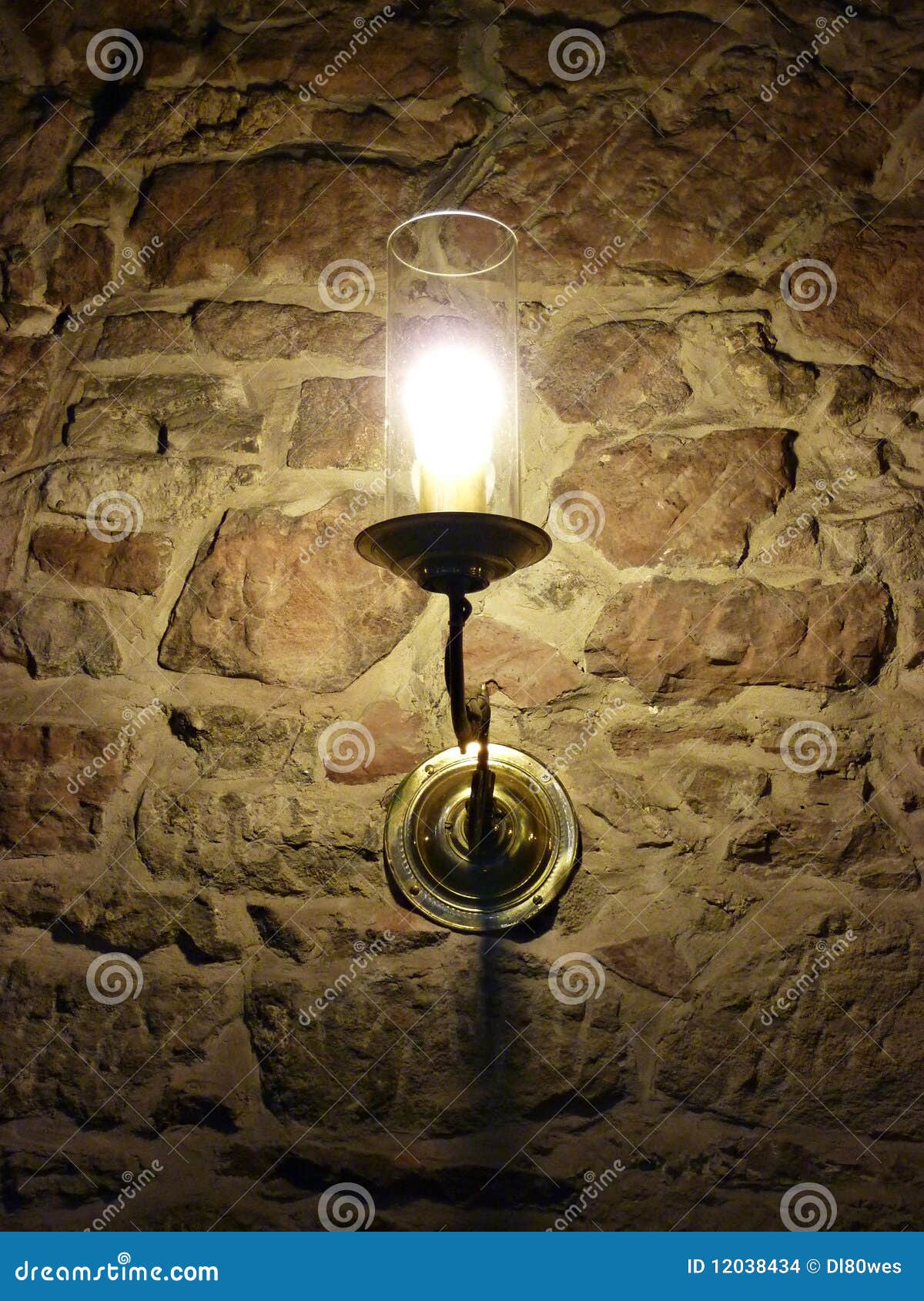 Lamp stock photo. Image of light, dungeon, wall, brickwork - 12038434