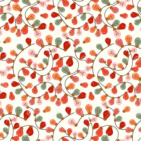 Lamp Aesthetic Christmas Lights String Seamless Pattern Background ...