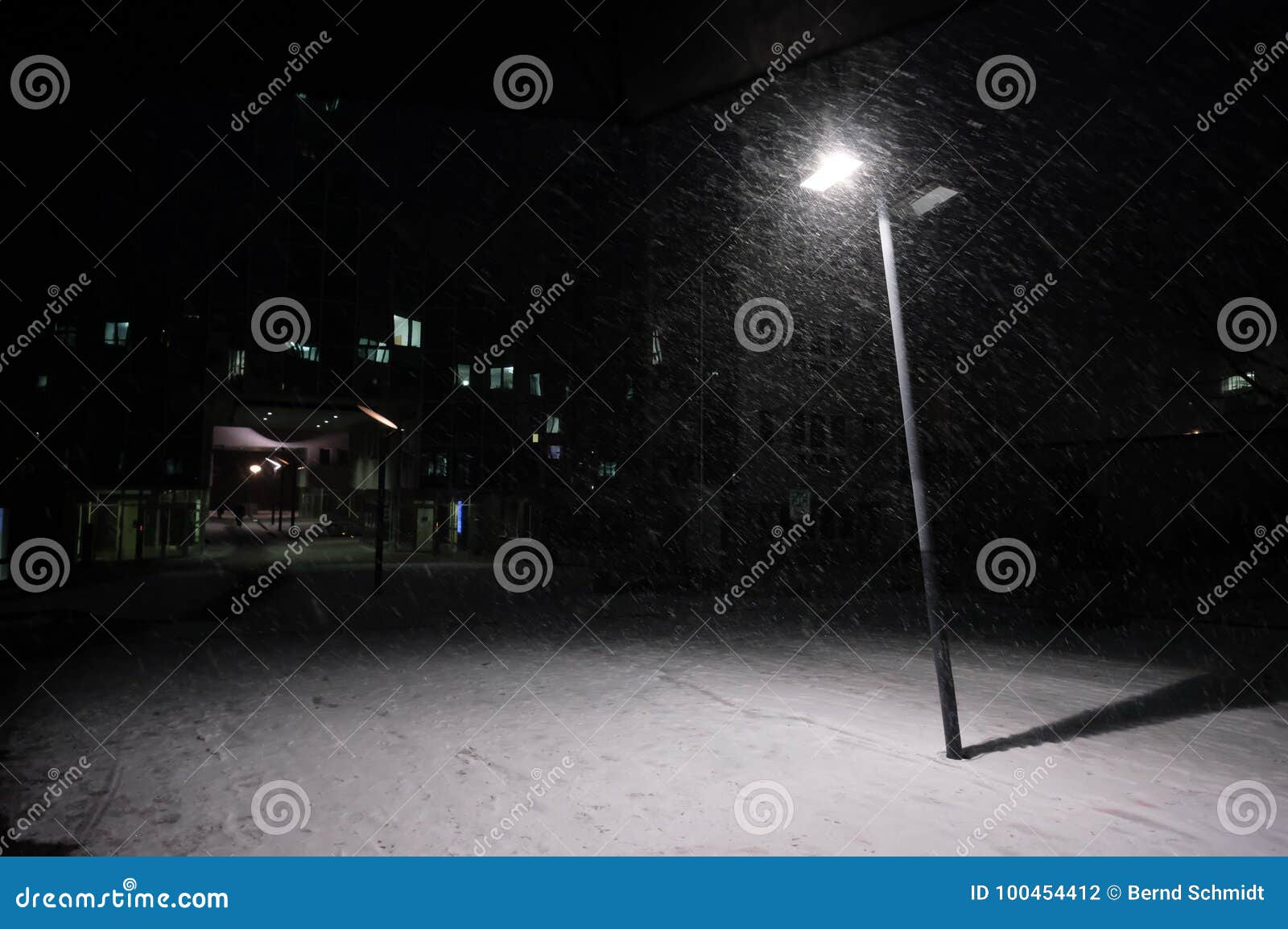 Lamp As Lighting in Snowfall in Winter Stock Photo - Image of snow ...