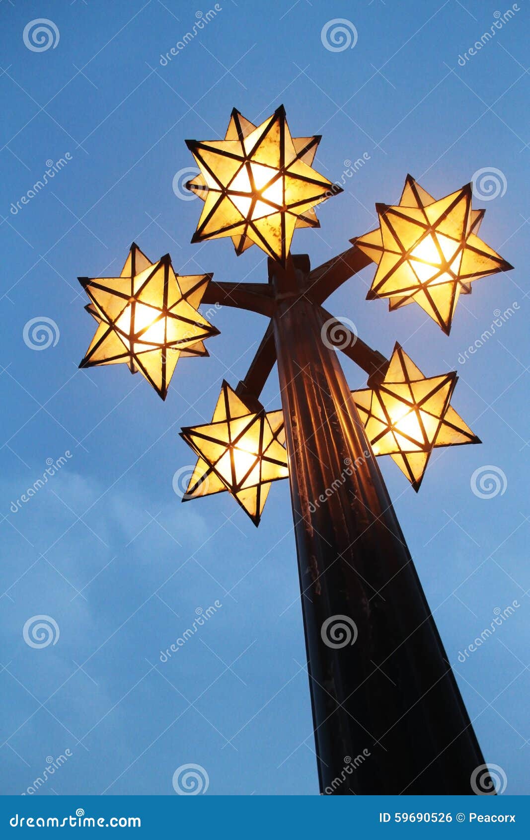 Lamp is as star shape. stock photo. Image of light, blue - 59690526