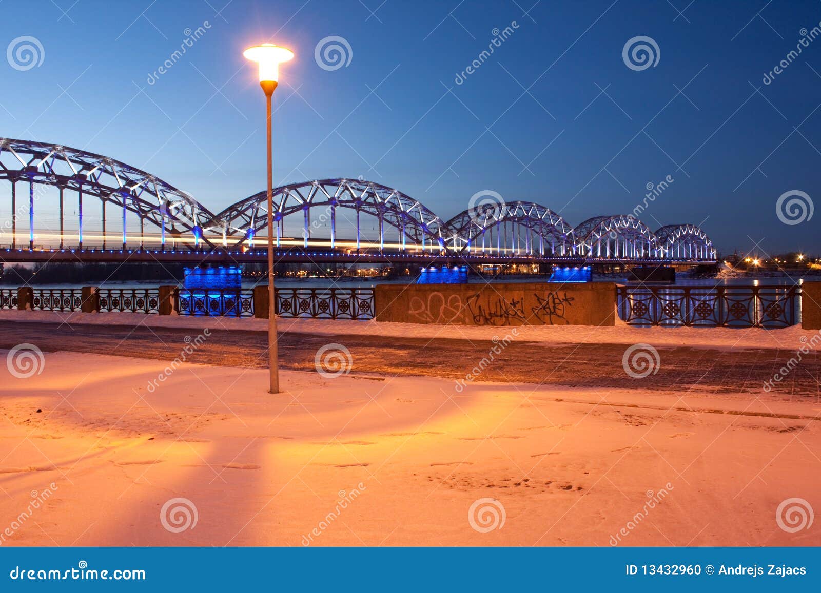 Lamp and Blue Railway Bridge Stock Photo - Image of travel, state: 13432960