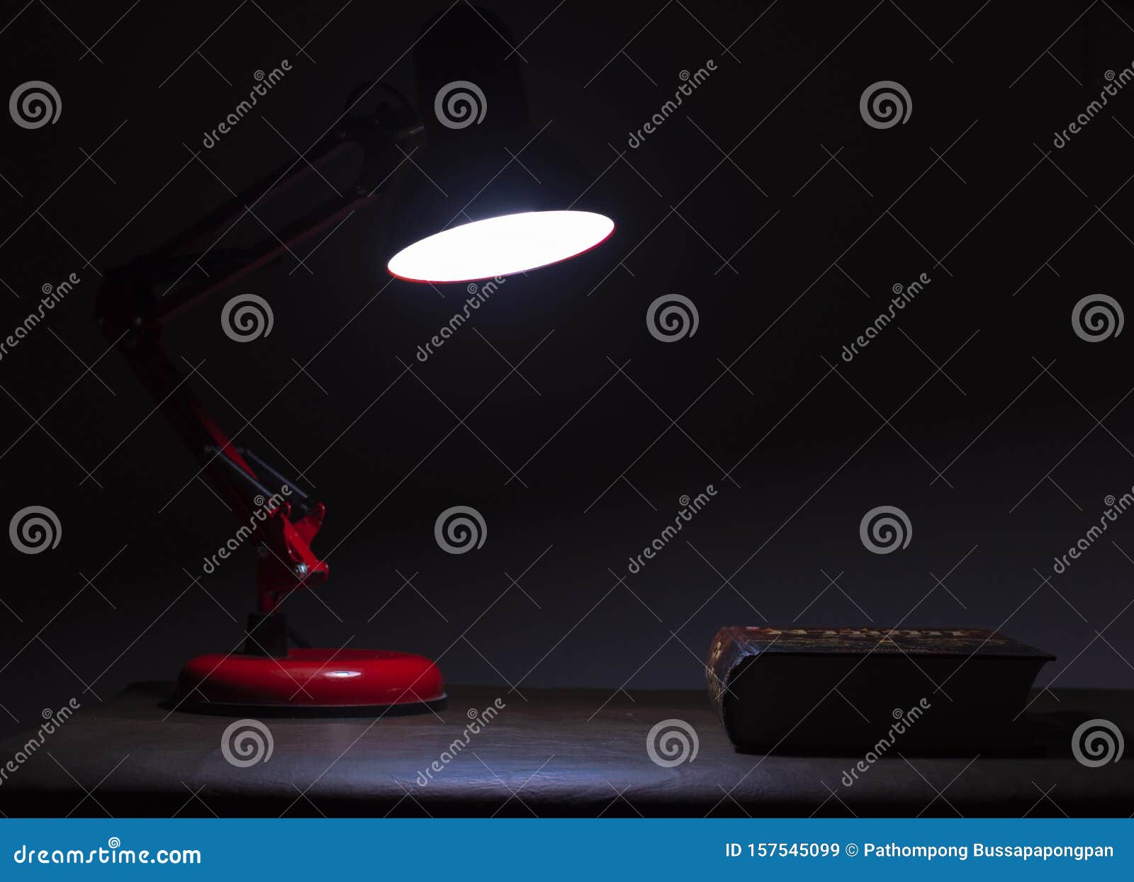 The Lamp and the Book on the Table Stock Image - Image of study, light ...