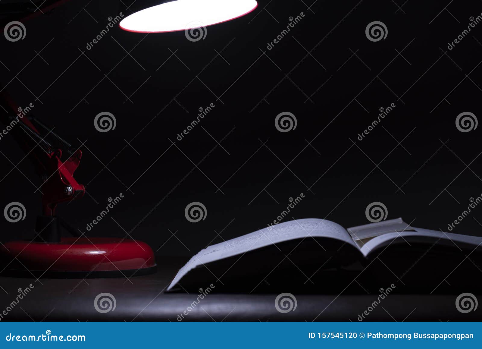 The Lamp and the Book on the Table Stock Photo - Image of brown, book ...