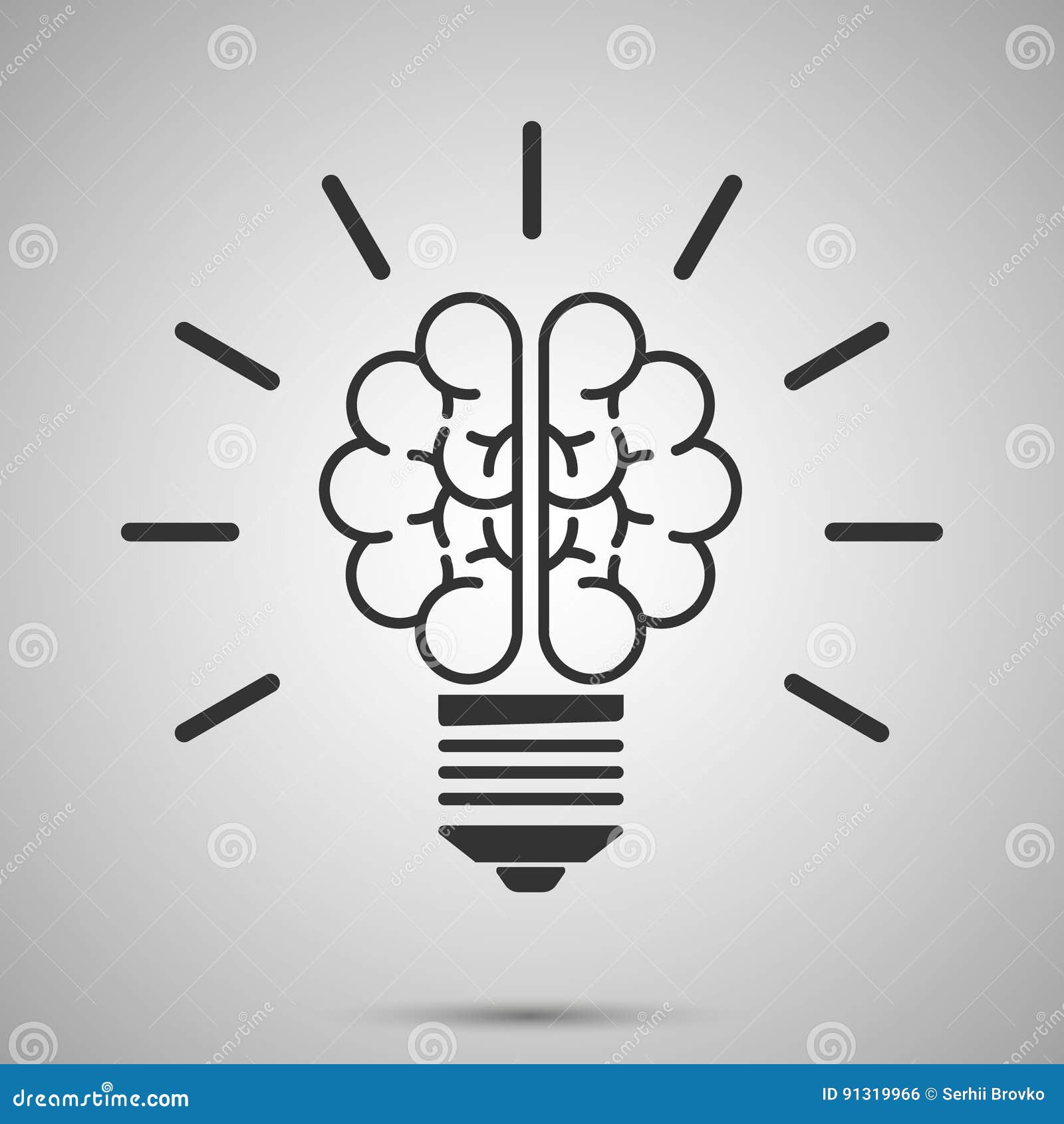 Lamp brain icon stock vector. Illustration of icon, human - 91319966