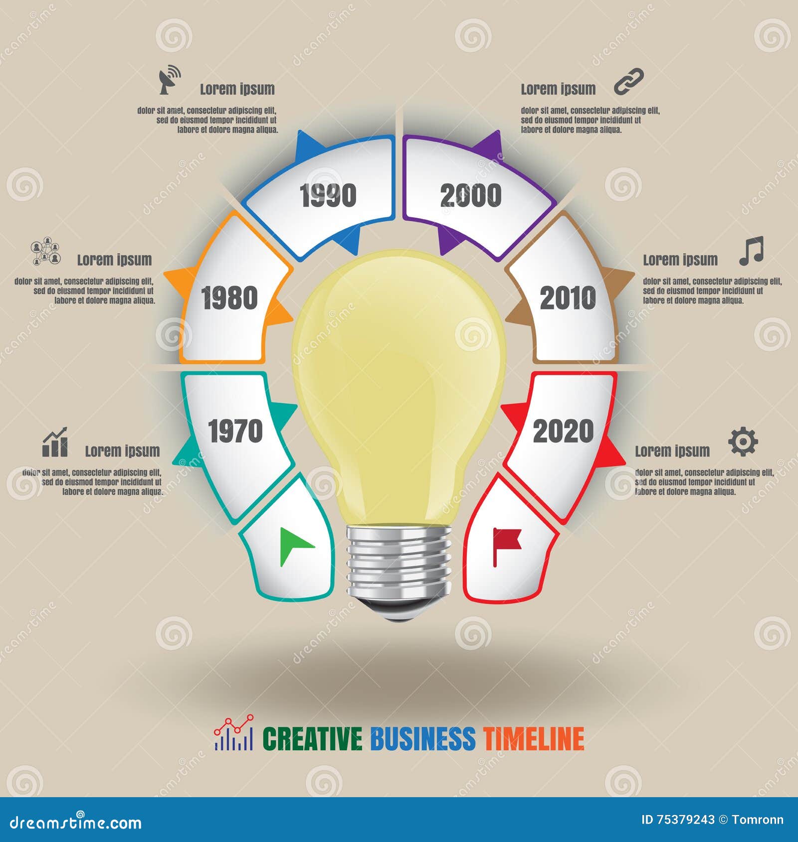 Lamp Bulb Creative Business Timeline Stock Vector - Illustration of ...
