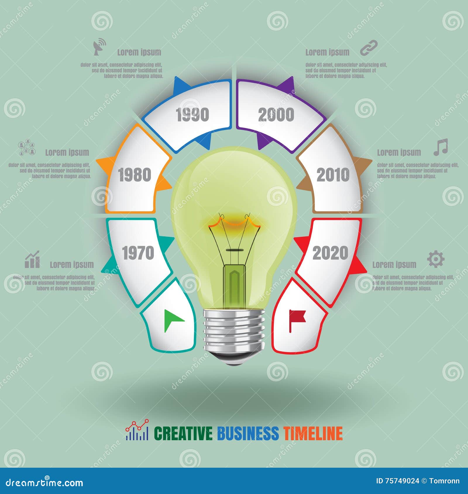 Lamp Bulb Creative Business Timeline Stock Vector - Illustration of ...