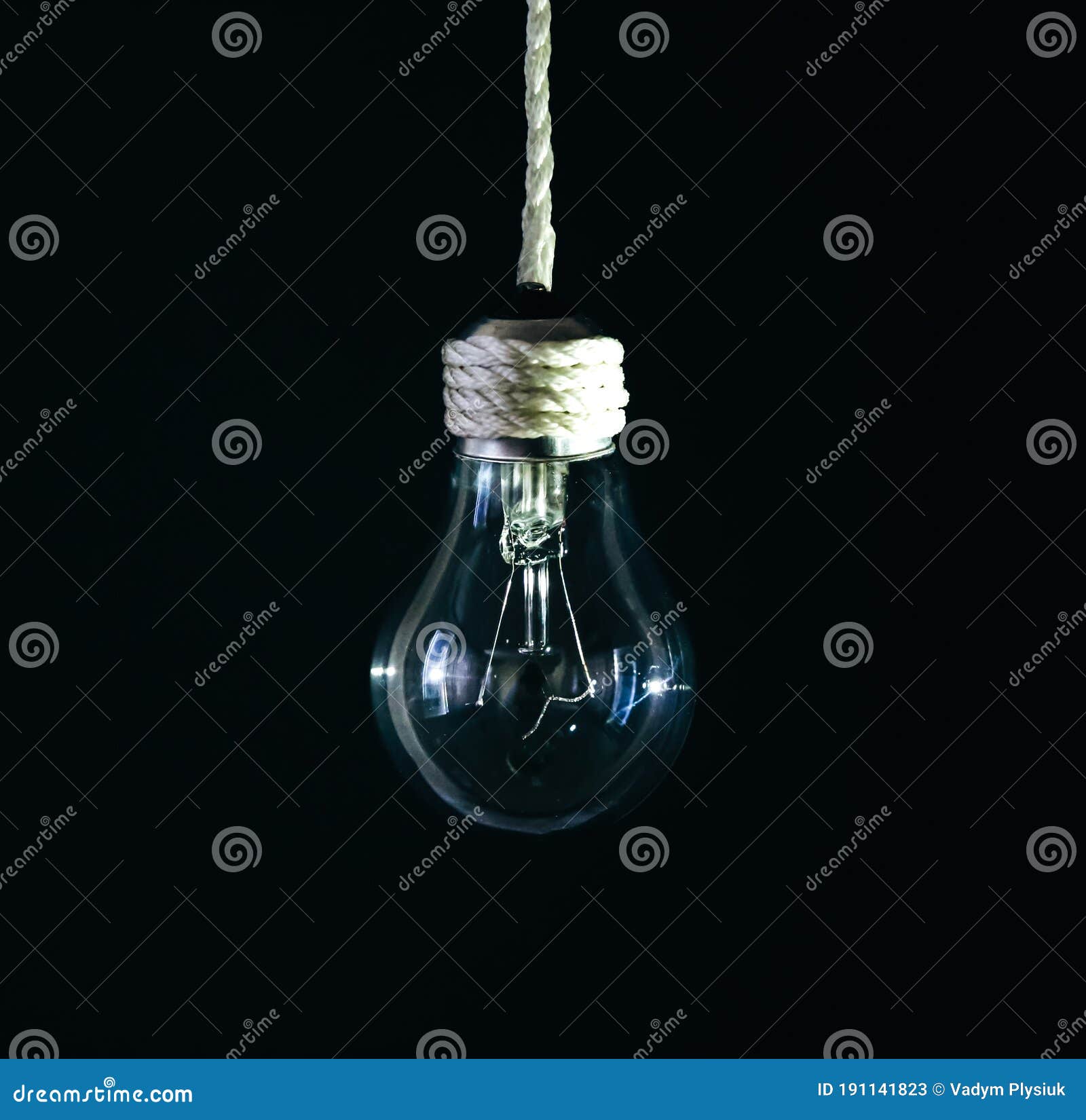 Lamp Bulb Hanging on the Rope. New Idea Concept Stock Image - Image of ...