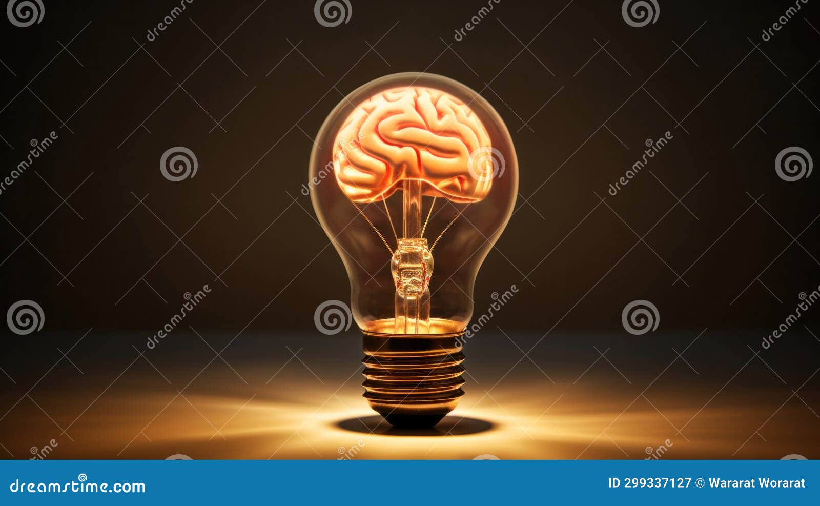 A Lamp Bulb with Human Brain Stock Illustration - Illustration of ...