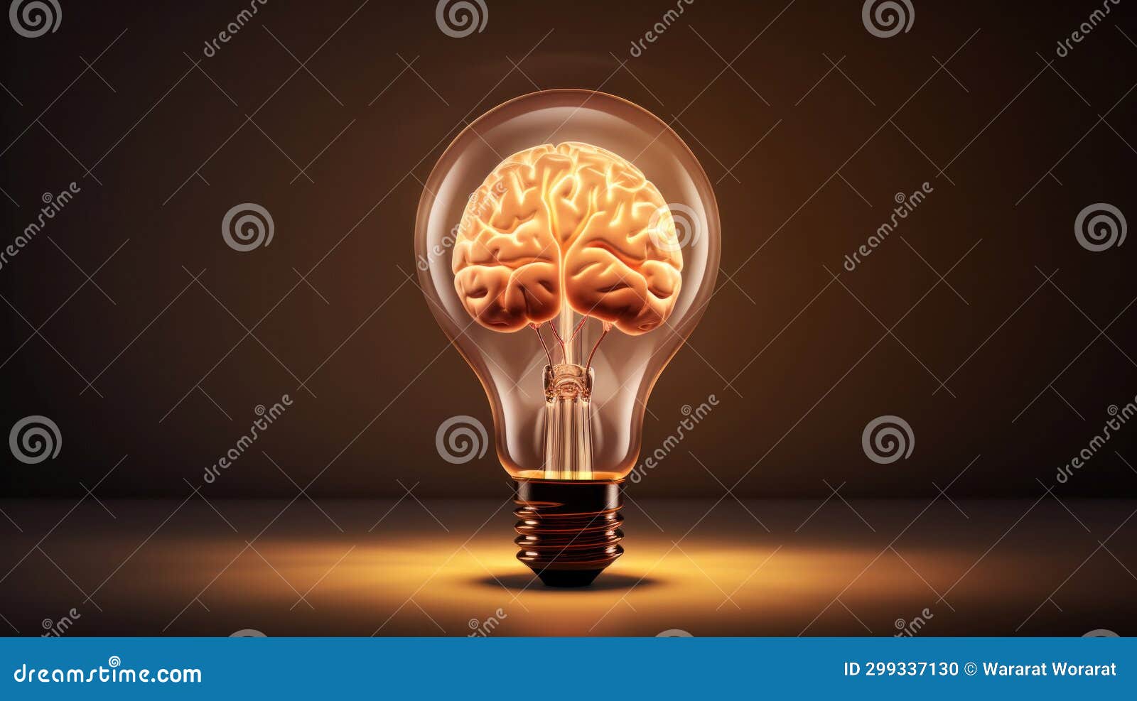 A Lamp Bulb with Human Brain Stock Illustration - Illustration of ...