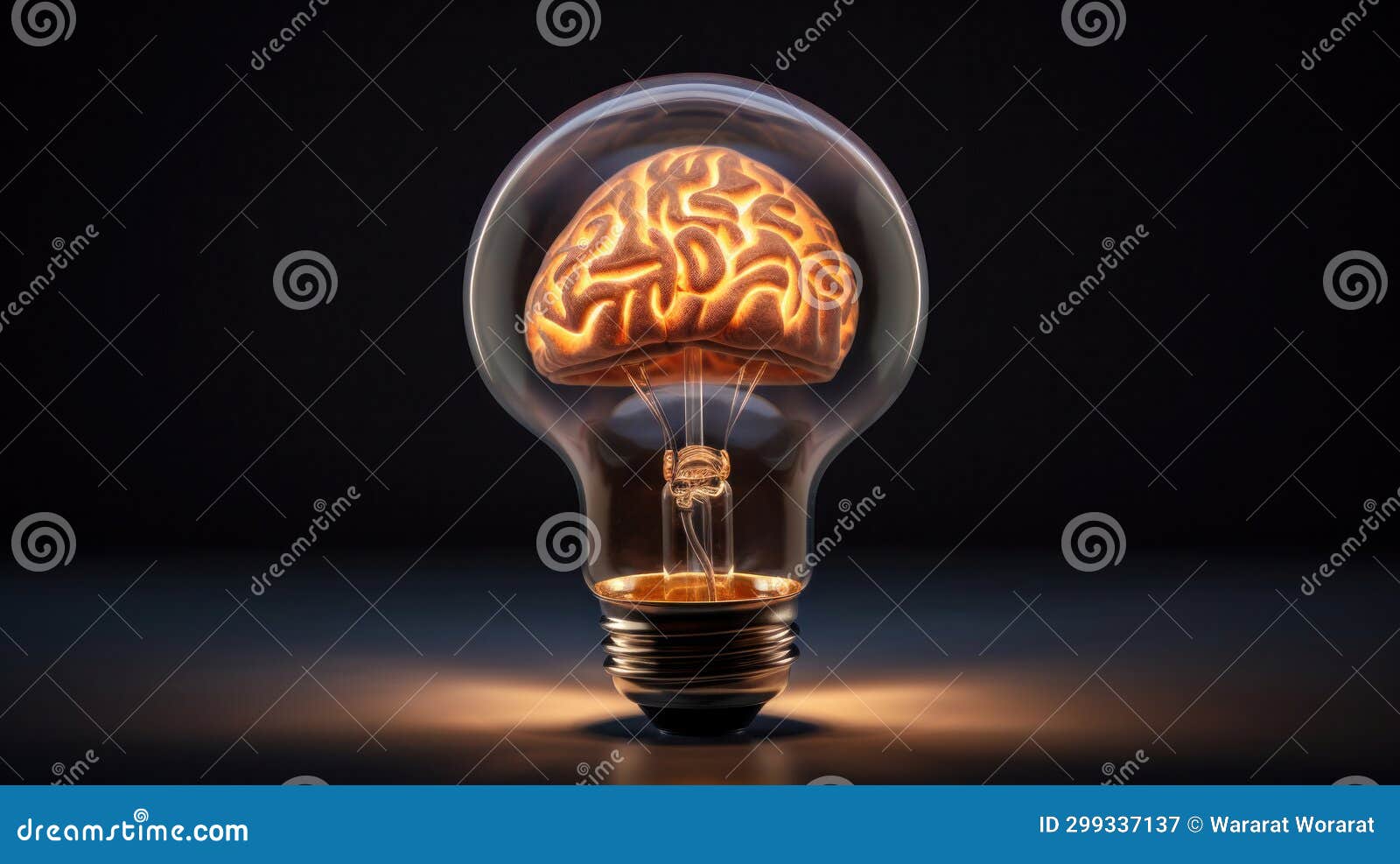 A Lamp Bulb with Human Brain Stock Illustration - Illustration of ...