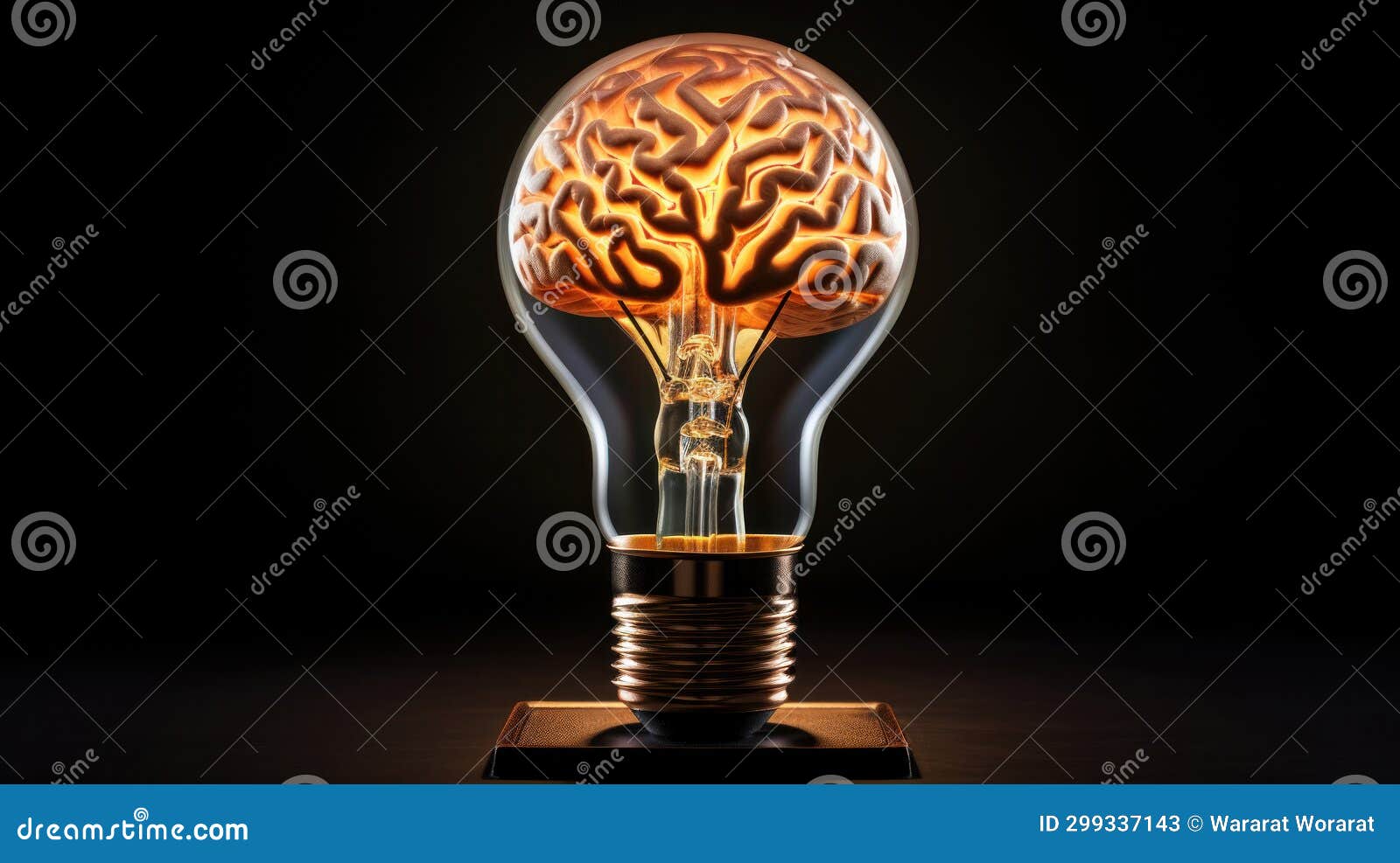 A Lamp Bulb with Human Brain Stock Illustration - Illustration of ...