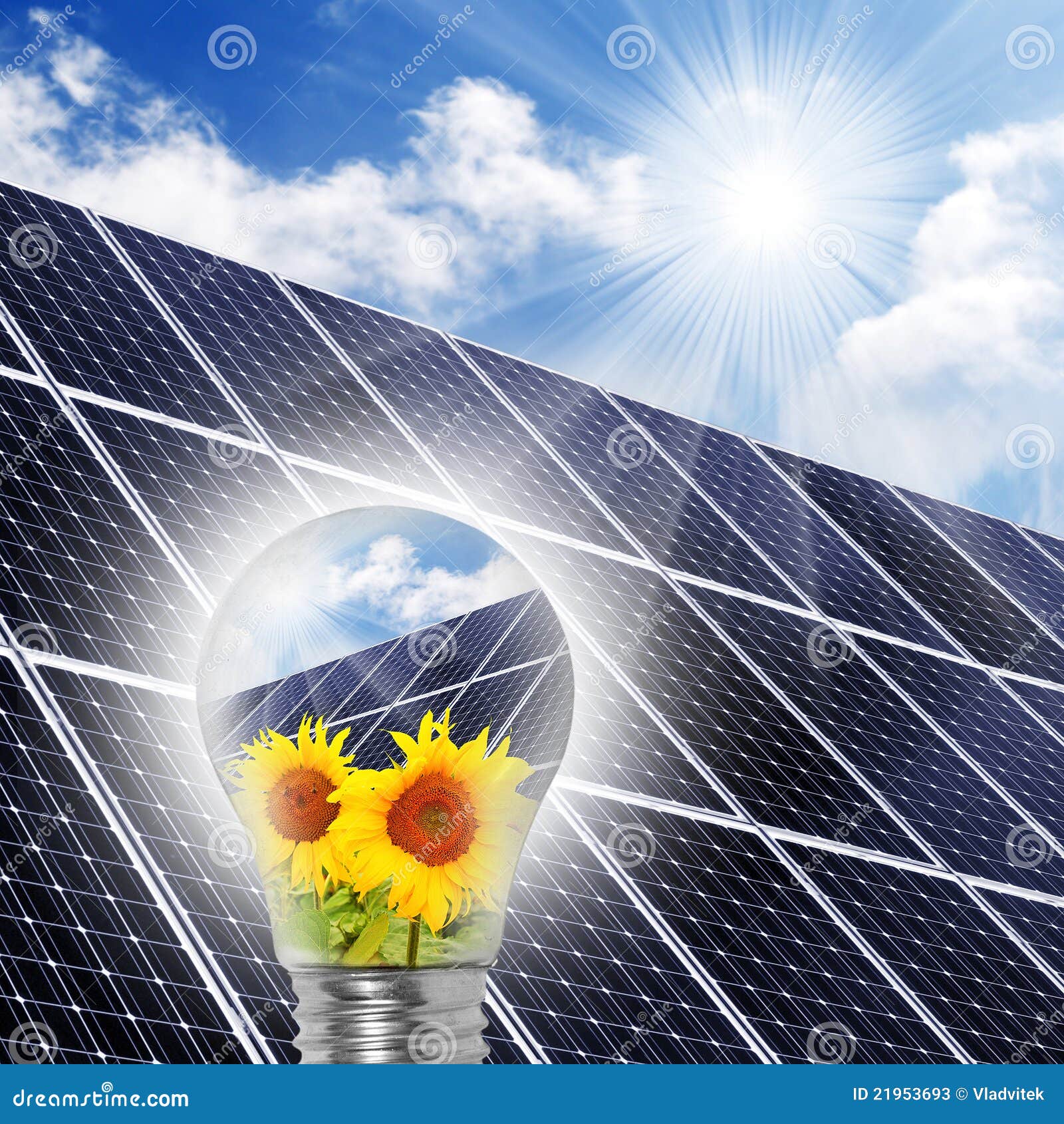 Lamp Bulb with Solar Panels. Stock Illustration - Illustration of ...