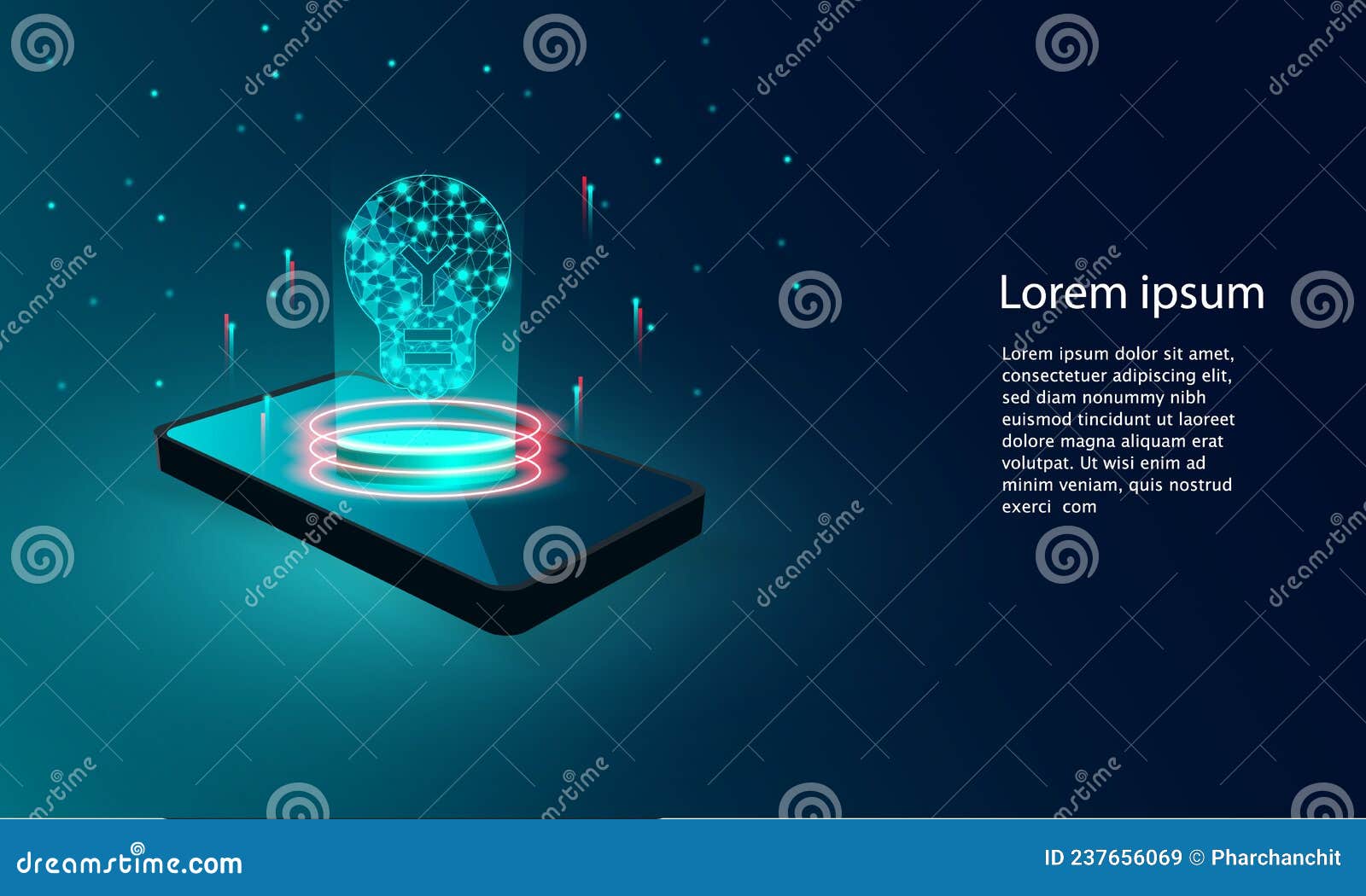 Lamp Bulb on Virtual Interface. Stock Vector - Illustration of ...