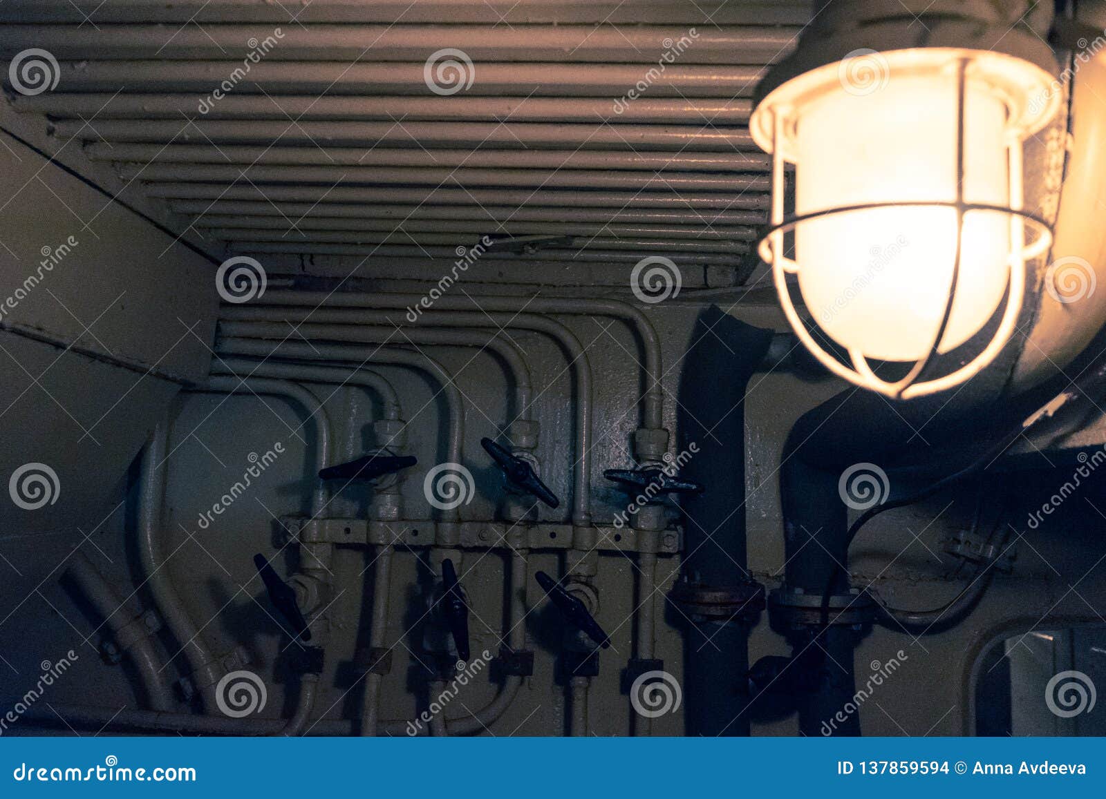 Lamp in a Cage in Engine Room Stock Photo - Image of engineering ...