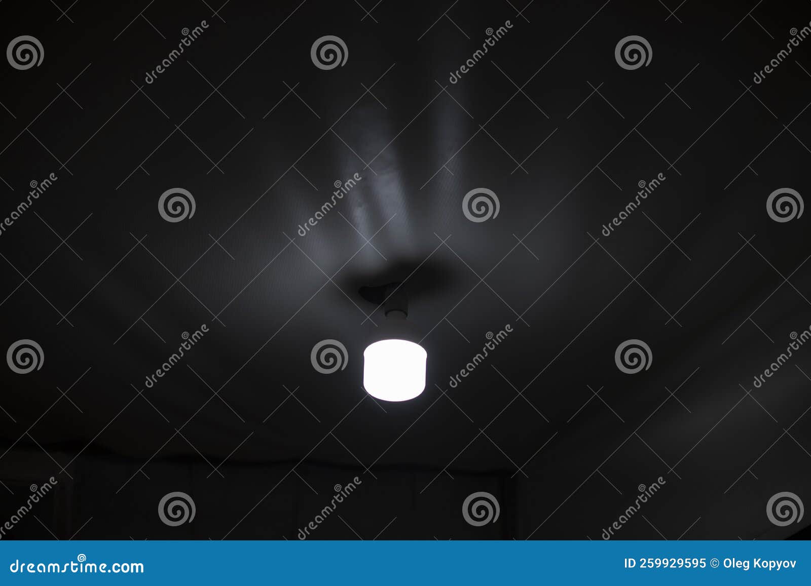 Lamp on Ceiling. Dim Light in Room Stock Image - Image of close ...