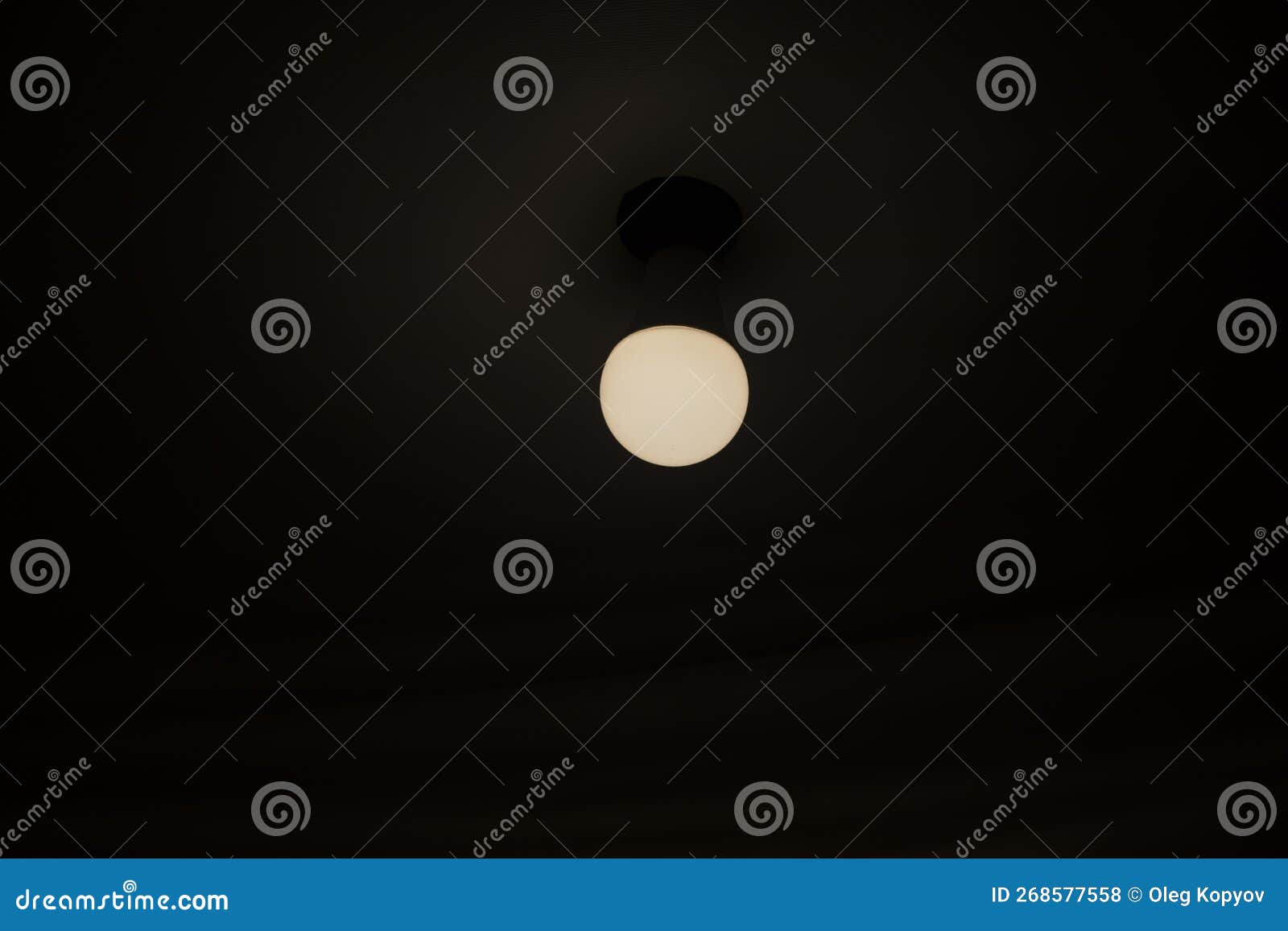Lamp on Ceiling. Dim Light in Room Stock Photo - Image of electric ...