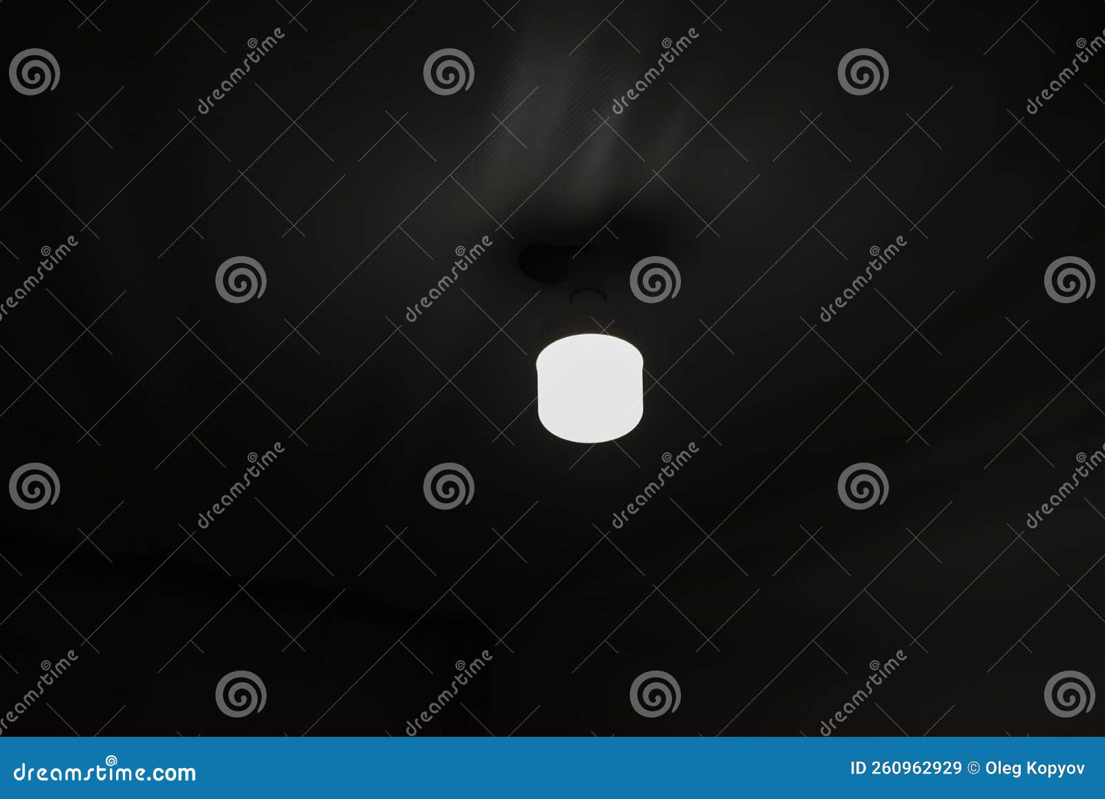 Lamp on Ceiling. Light in Dark Room Stock Image - Image of display ...