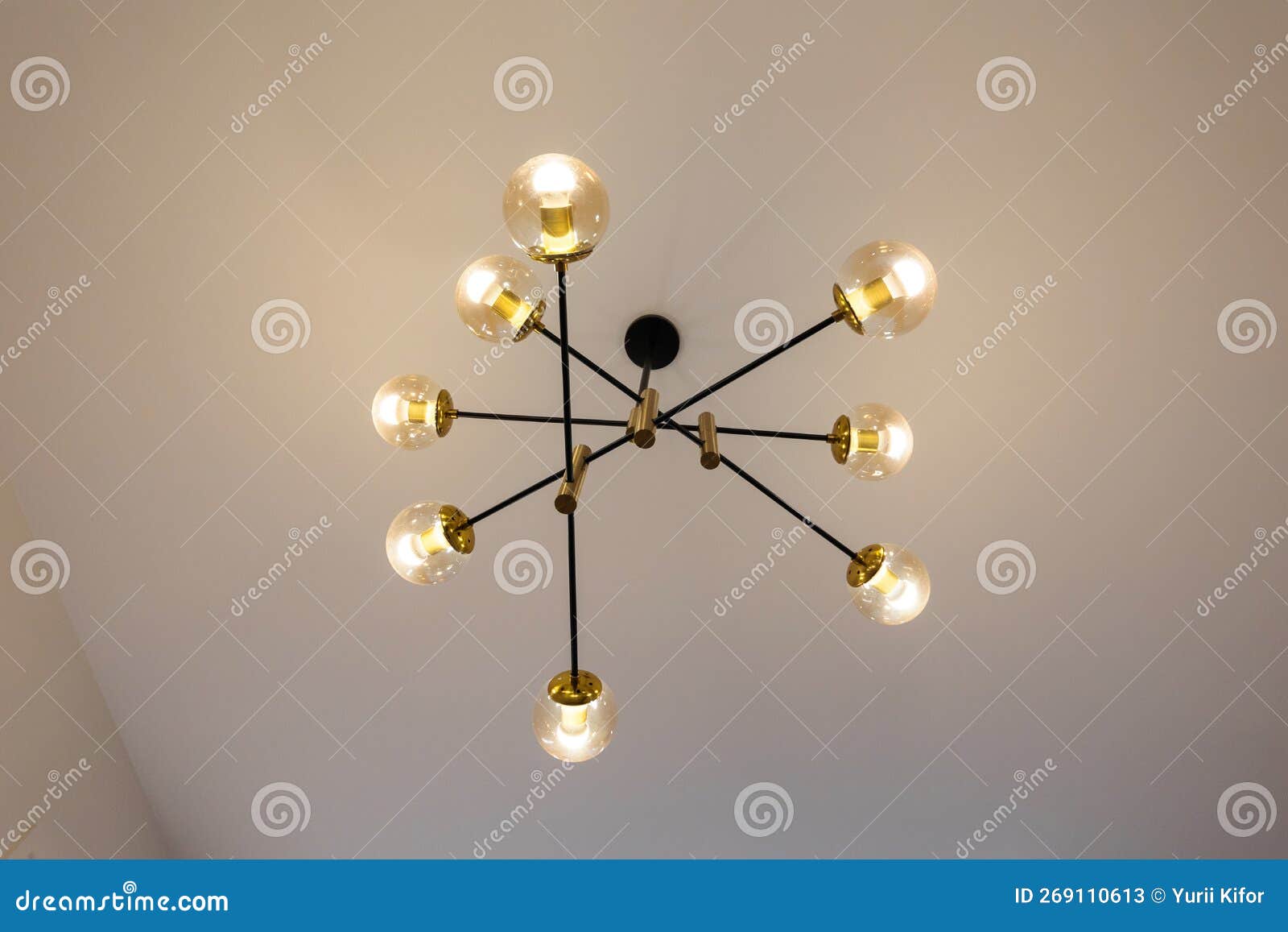A Lamp on the Ceiling in a Modern Room Interior Stock Image - Image of ...