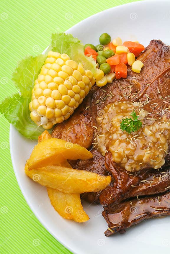 Lamp Chop on the Background Stock Photo - Image of baked, cooked: 38948776