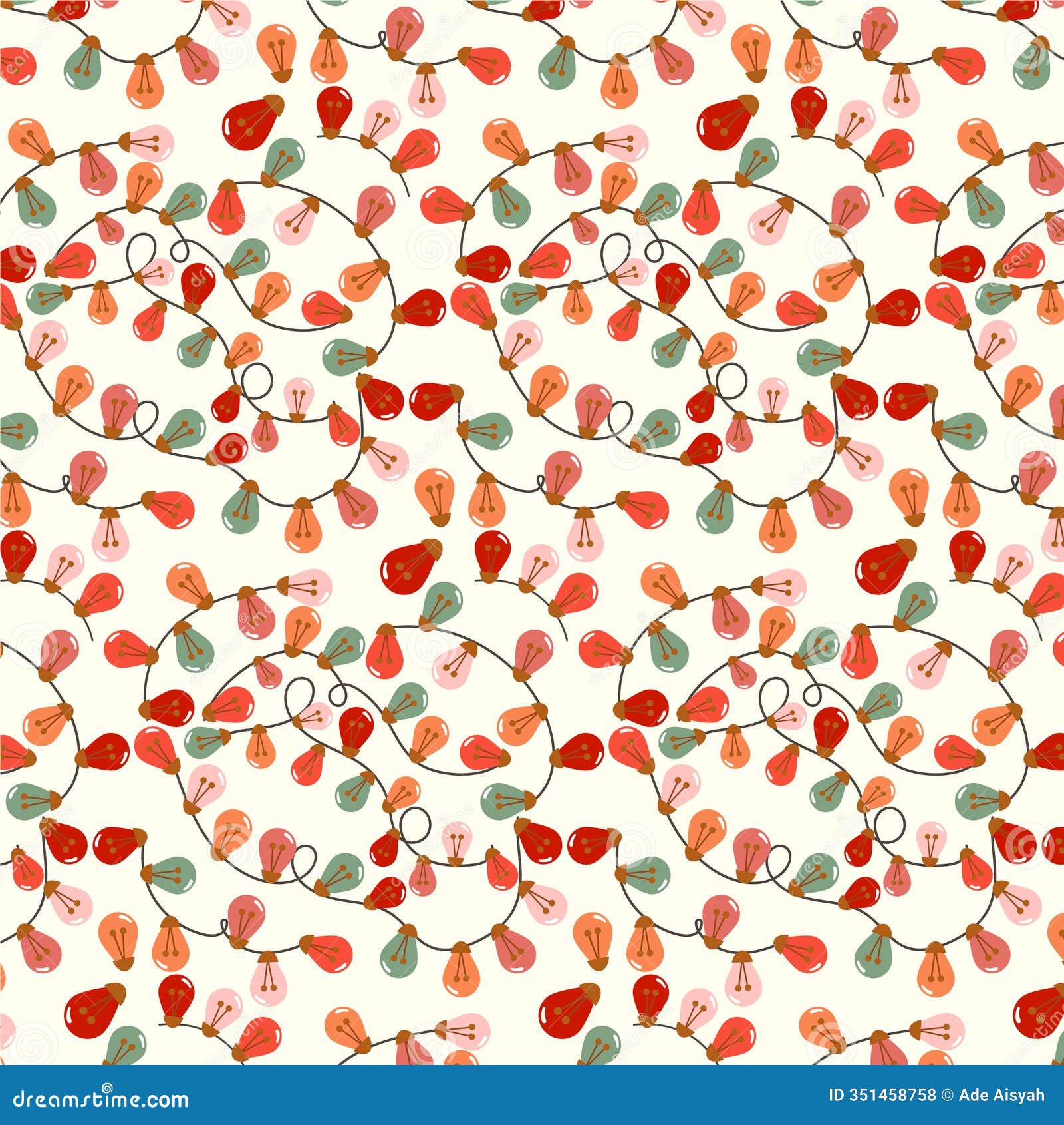 Lamp Christmas Lights String Seamless Pattern Background Vector Stock ...