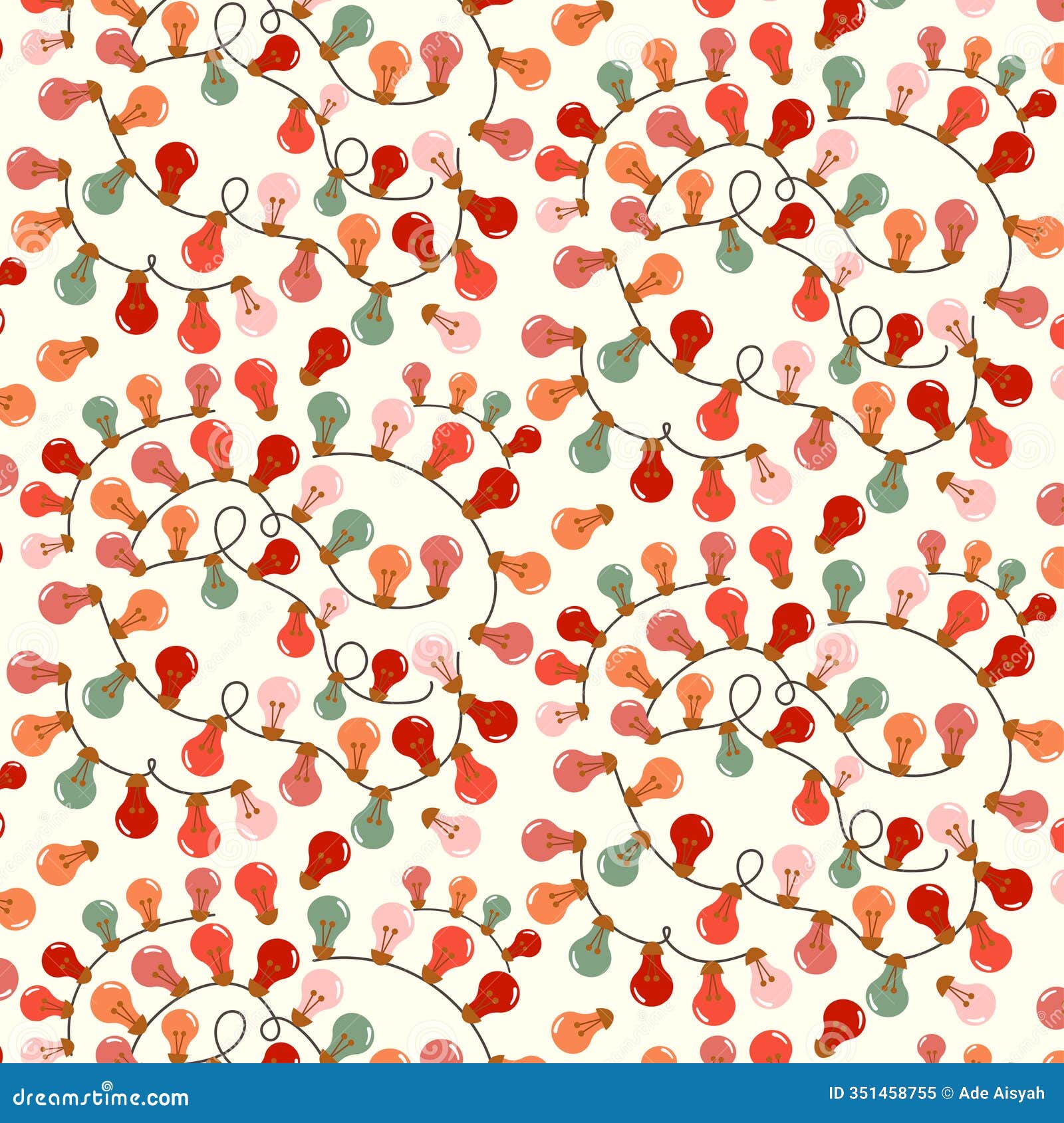 Lamp Christmas Lights String Seamless Pattern Background Vector ...