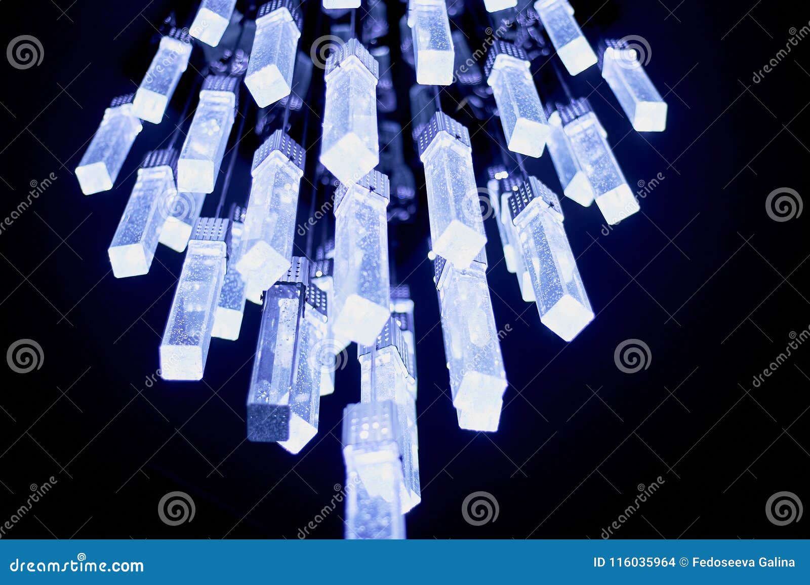 Lamp. Cold Light. Interesting Form.the Decor of the Room Stock Photo ...