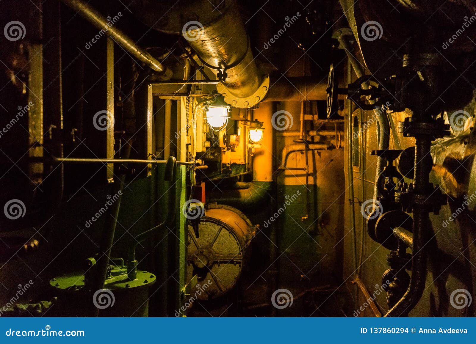 Lamp in a Dark Inside of an Ice Breaker Stock Photo - Image of industry ...