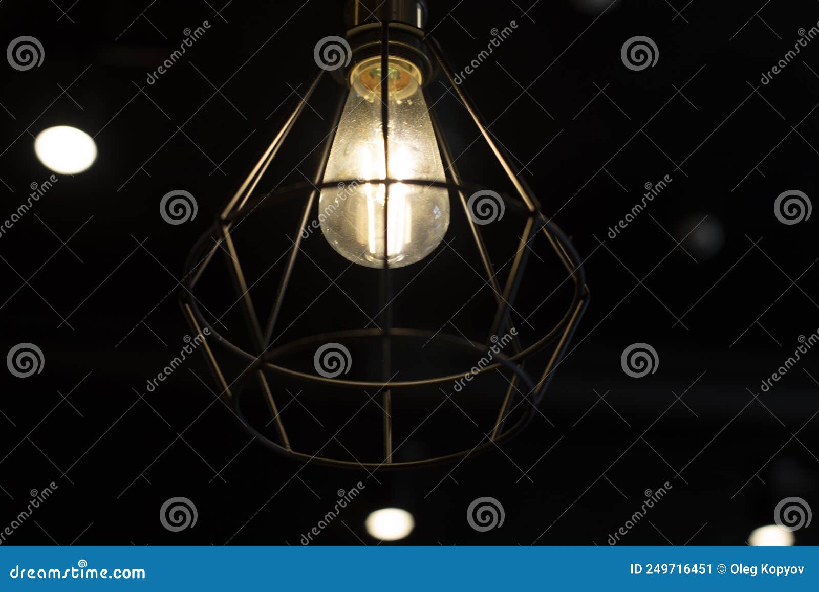 Lamp in dark. Light source stock image. Image of concept - 249716451