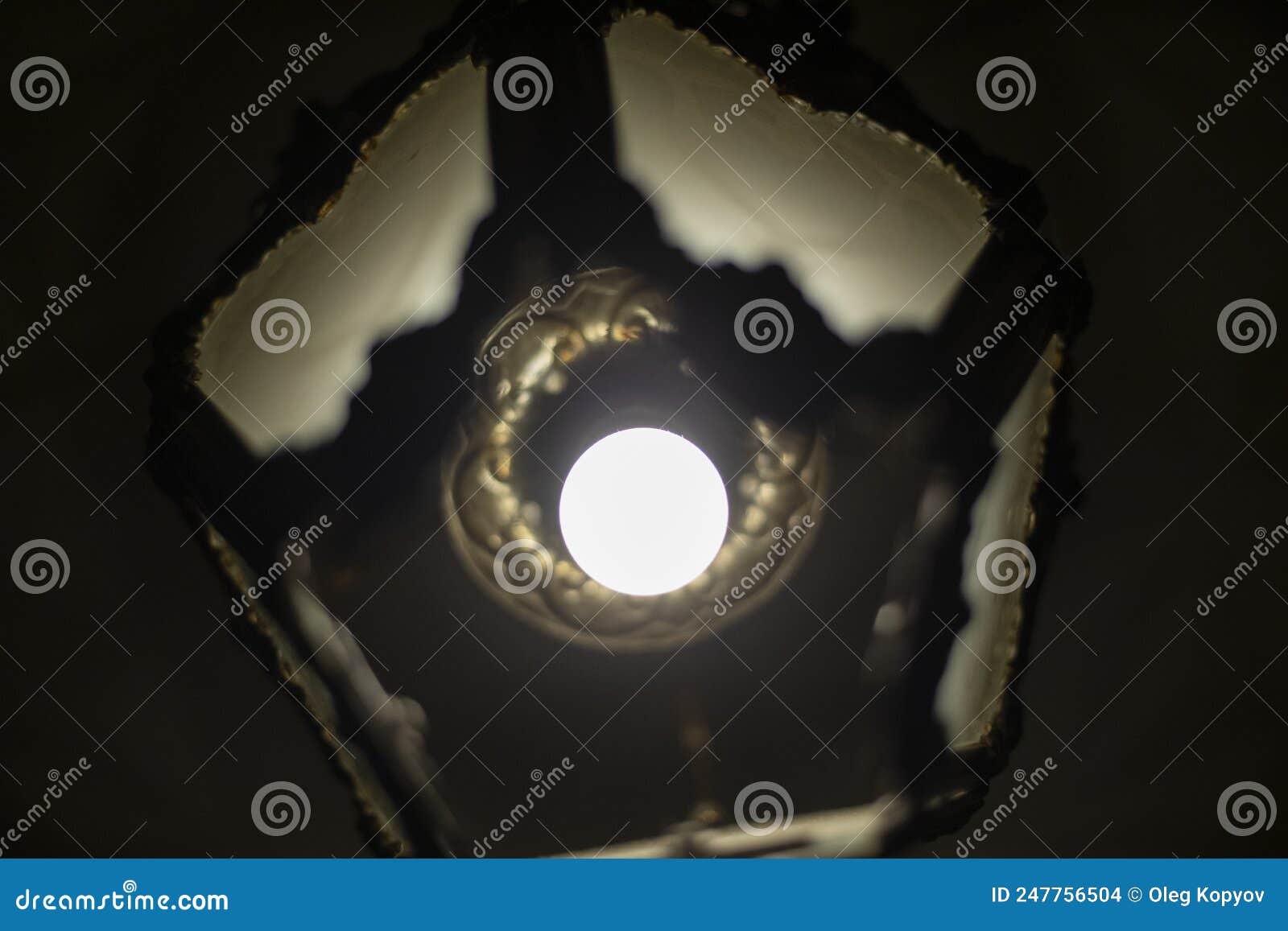 Lamp in dark. Light source stock photo. Image of closeup - 247756504