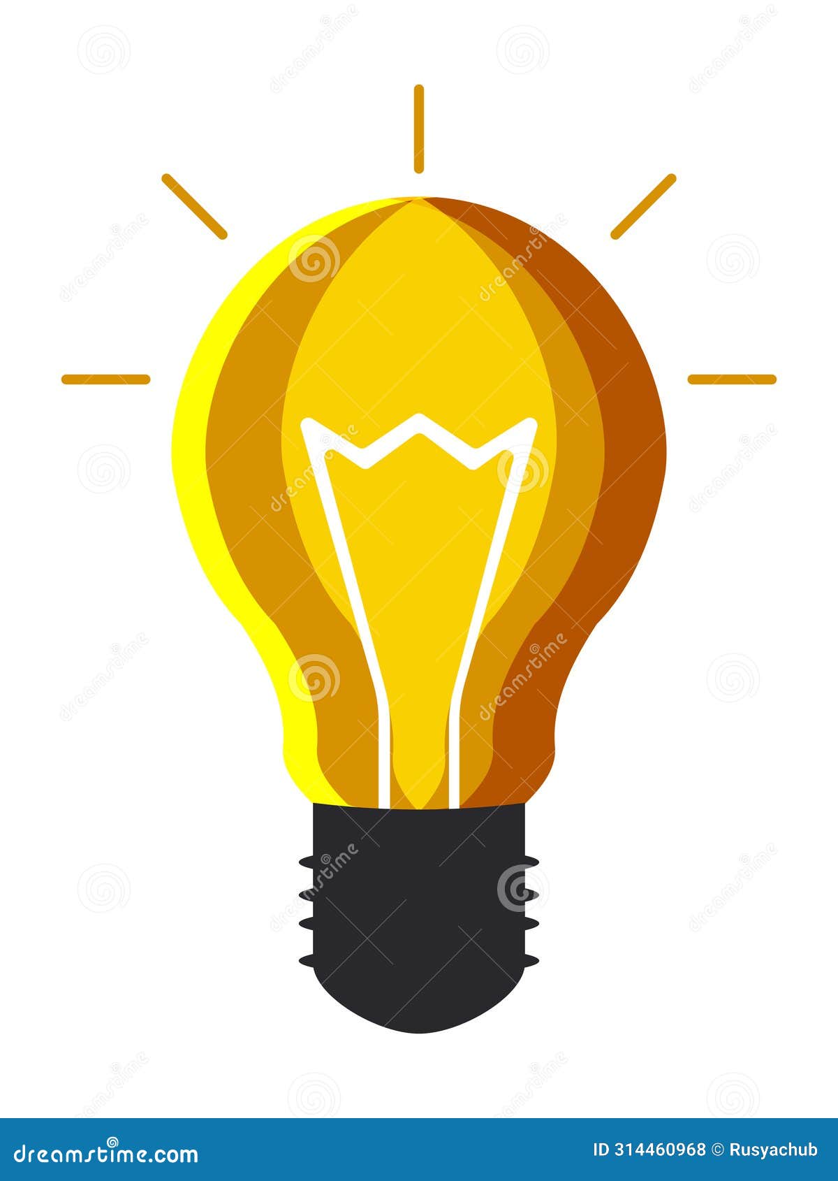 Electric Yellow Light Bulb Glows on a White Background. Stock Vector ...