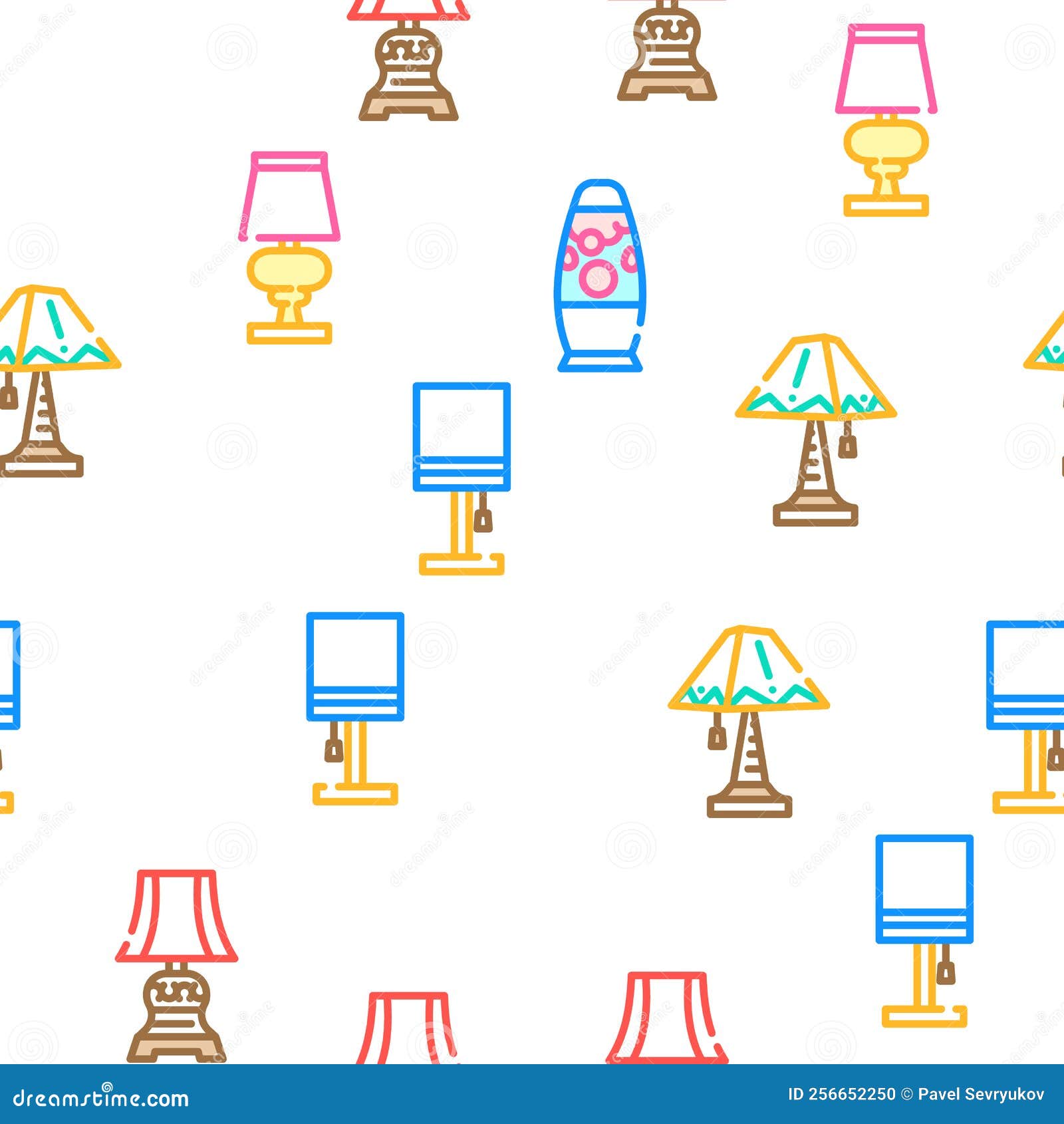 Lamp Equipment for Illuminate Vector Seamless Pattern Stock Vector ...