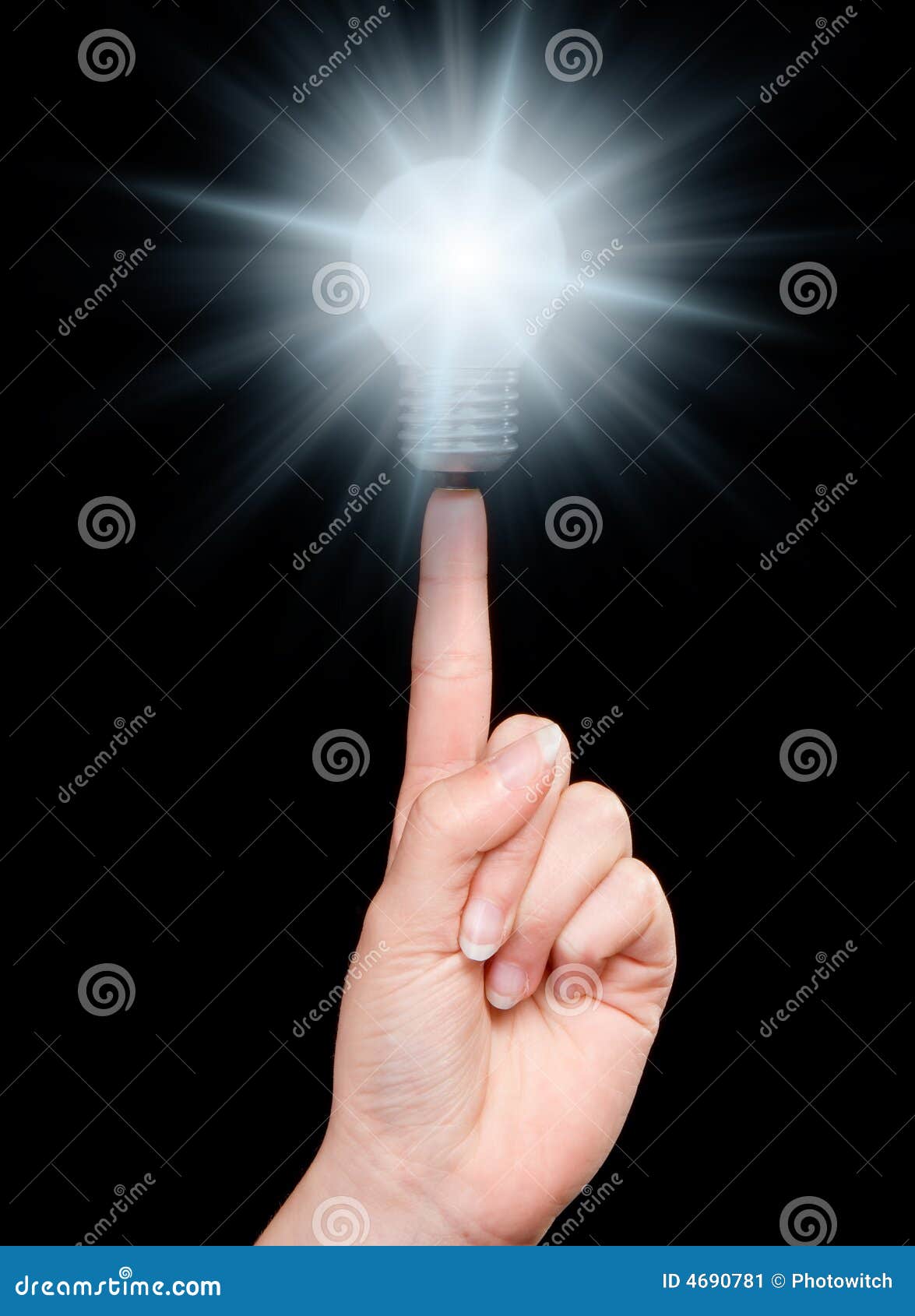 Lamp on finger stock image. Image of clever, glow, lamp - 4690781