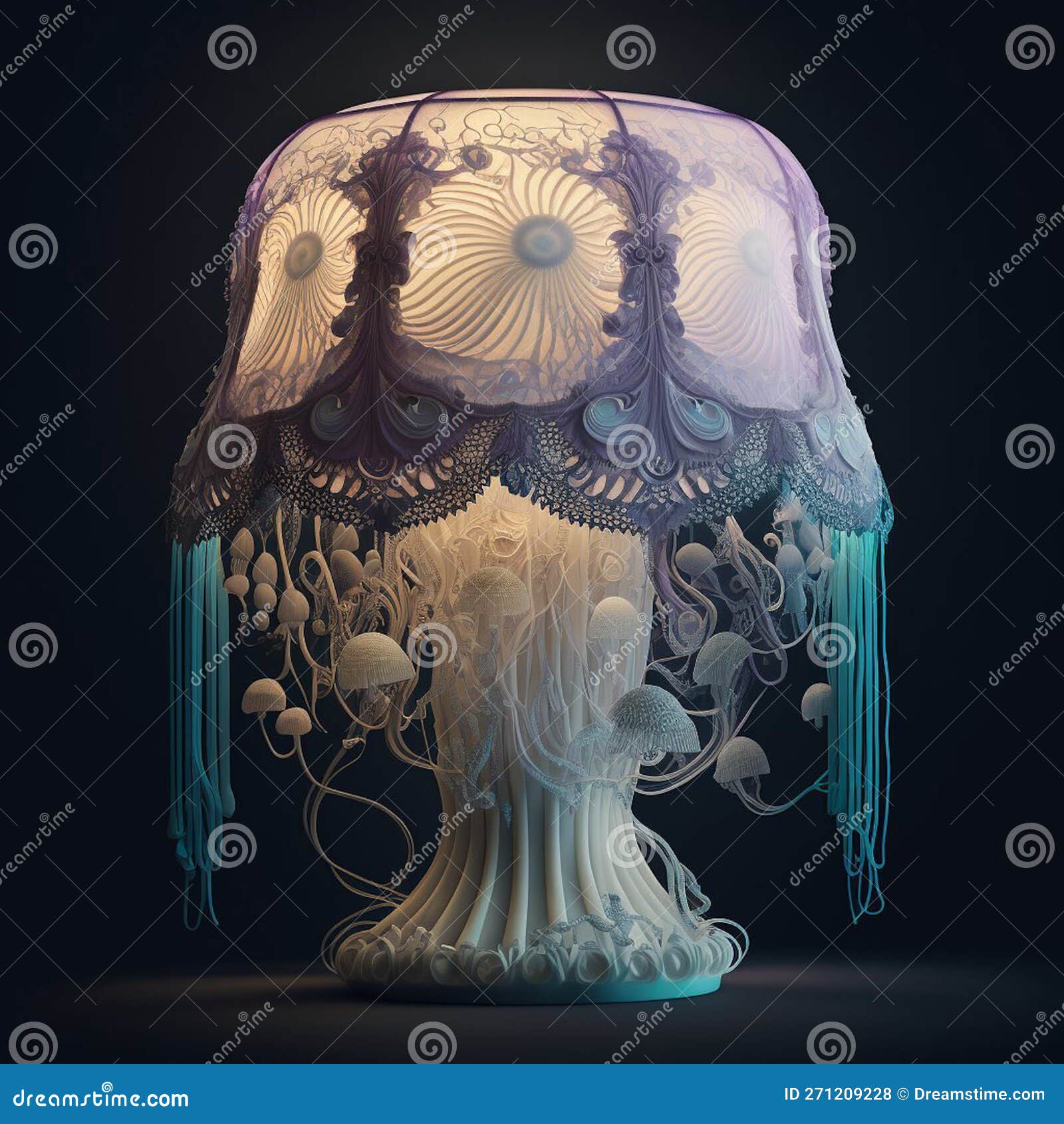 A Lamp with a Flower Pattern on it Stock Illustration - Illustration of ...