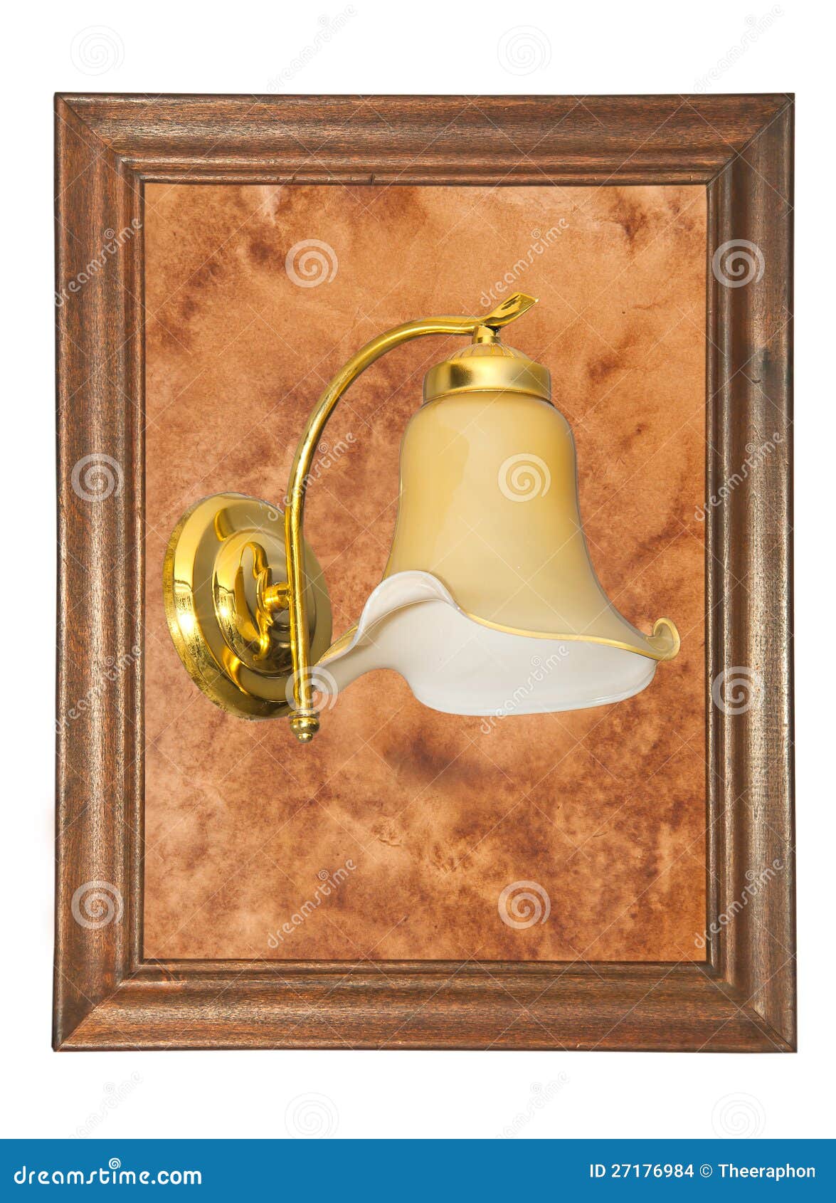 Lamp in the frame. stock photo. Image of brown, carpentry - 27176984