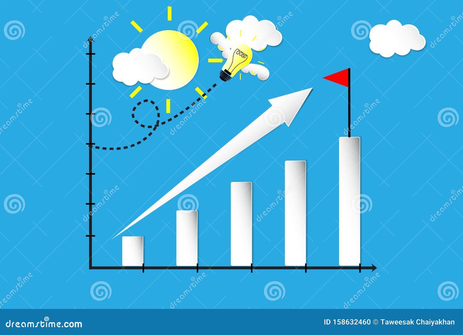 Lamp and Graph Idea and Thinking Concept Stock Illustration ...