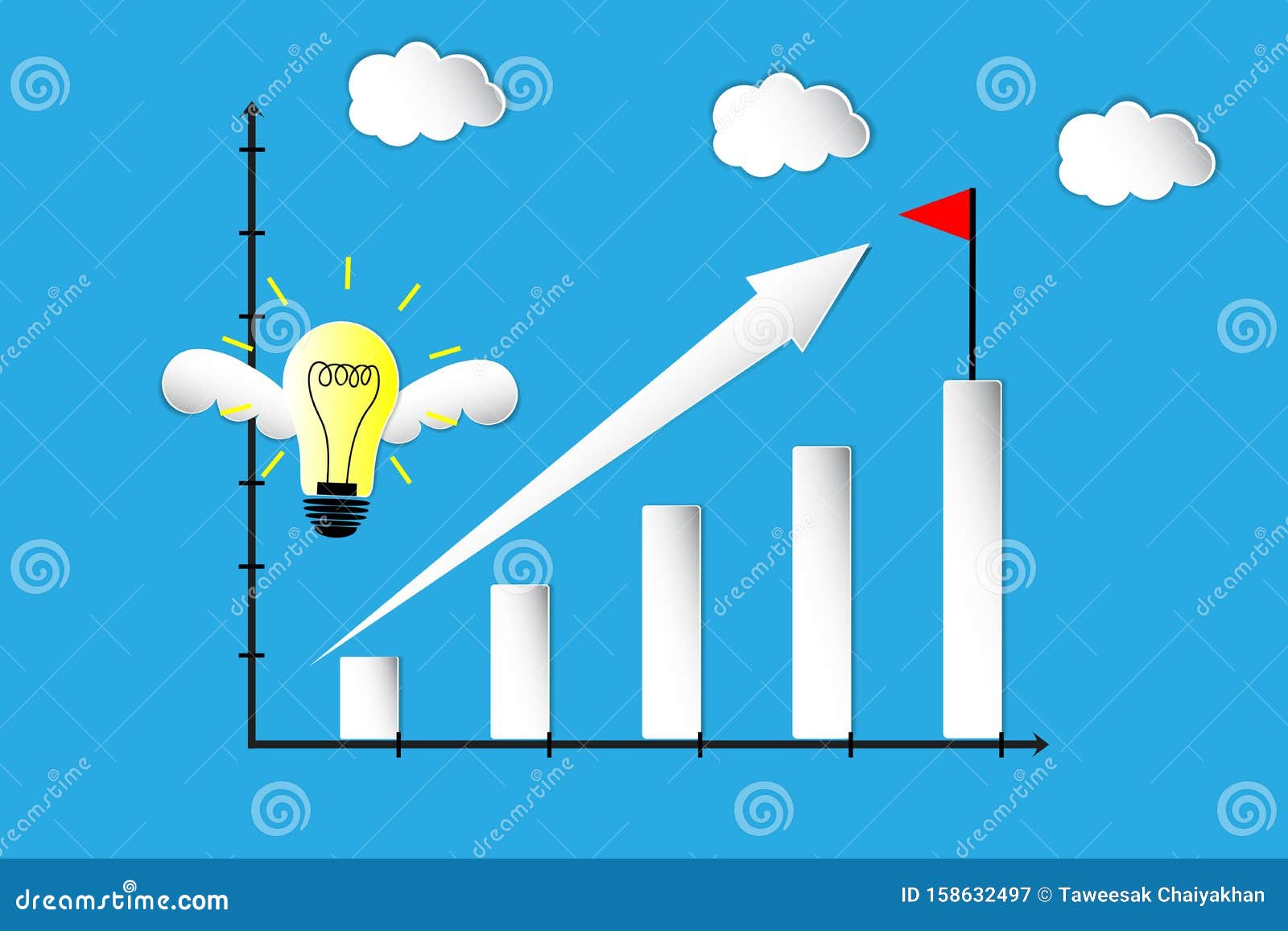 Lamp and Graph Idea and Thinking Concept Stock Illustration ...