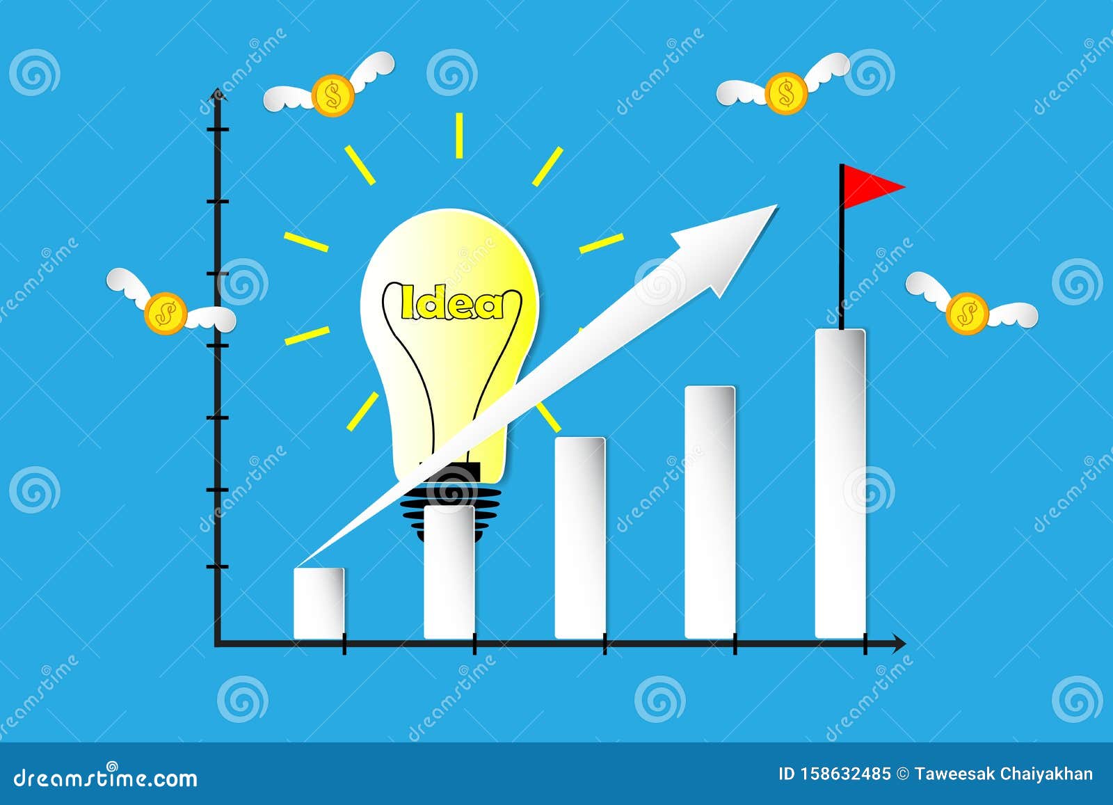 Lamp and Graph Idea and Thinking Concept Stock Illustration ...