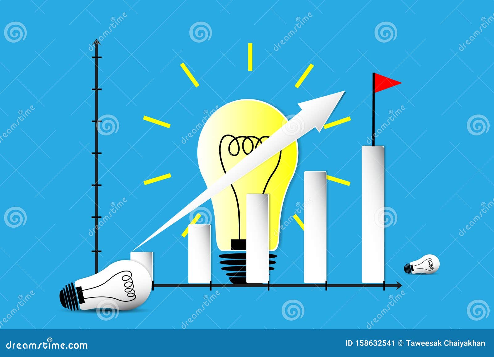 Lamp and Graph Idea and Thinking Concept Stock Illustration ...