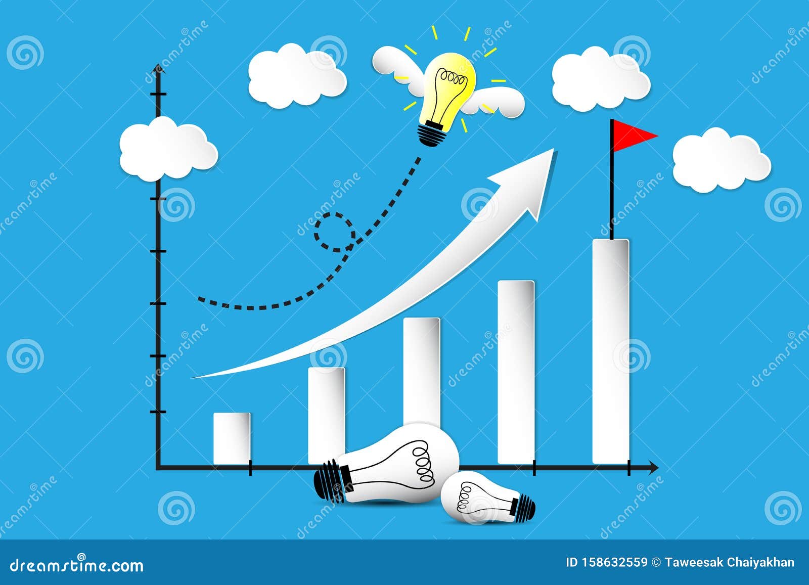 Lamp and Graph Idea and Thinking Concept Stock Illustration ...