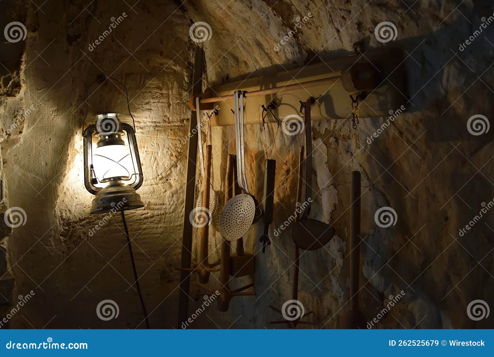 Lamp Hanging in the Cave with Other Instruments Stock Image - Image of ...