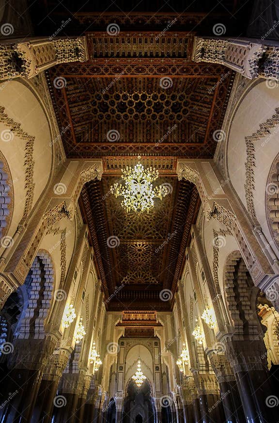 Lamp Hanging on Ceiling Inside Hassan II Mosque Editorial Stock Photo ...