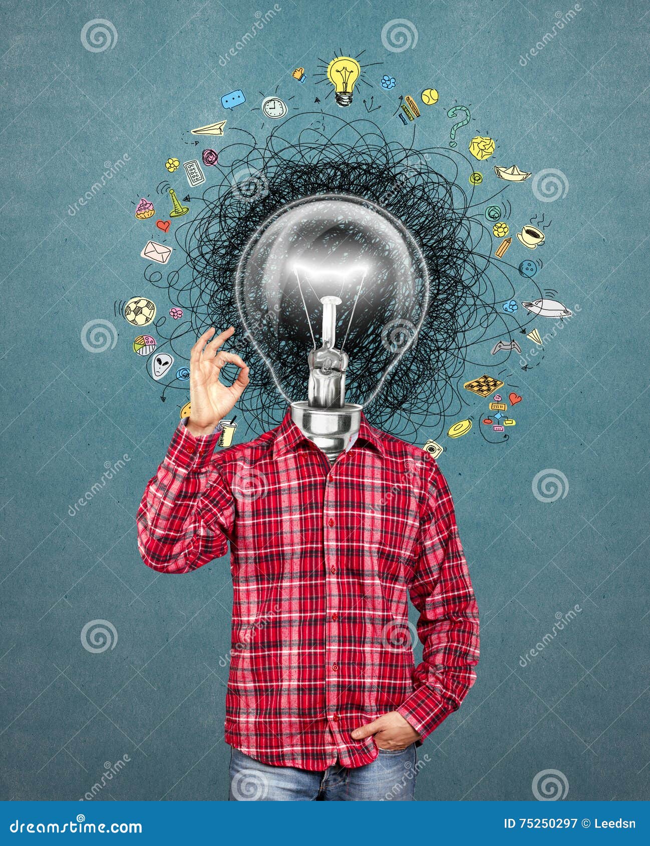 Lamp Head Man Have Got an Idea Stock Image - Image of motivation, idea ...