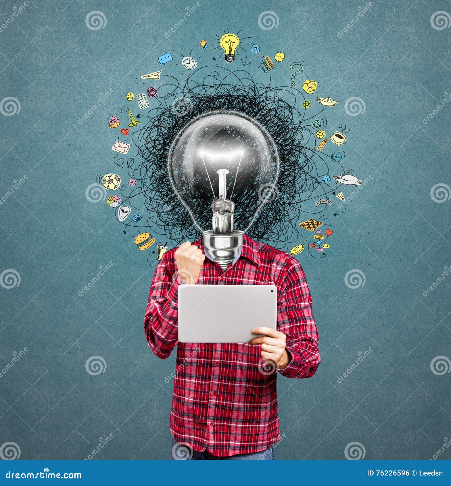 Lamp Head Man Have Got an Idea Stock Photo - Image of professional ...