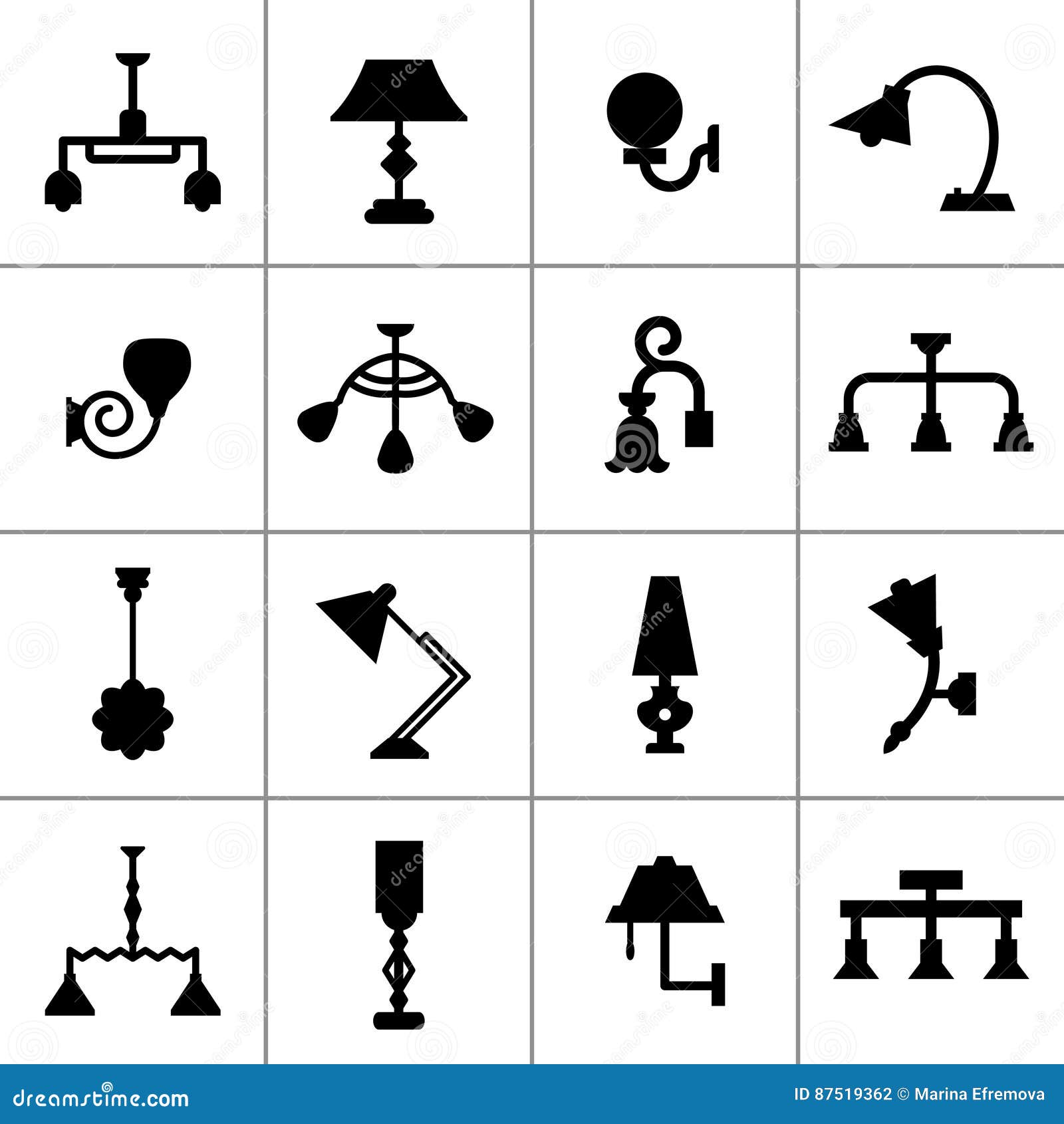 Lamp icon set. stock vector. Illustration of equipment - 87519362