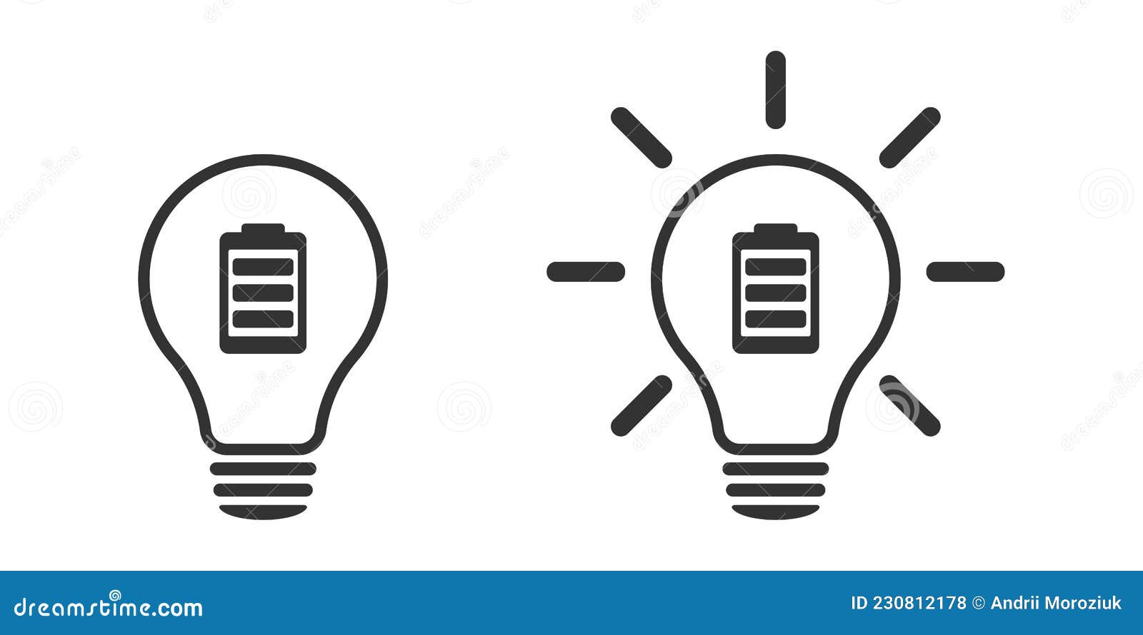 Lamp Icons Set. Lamp Icon Collection with Battery Stock Illustration ...