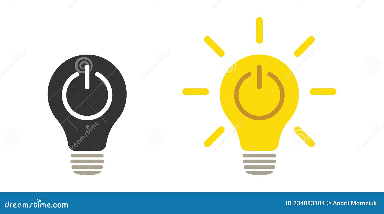 Lamp Icons Set. Idea Lamp Icon Collection. Turn on, Turn Off Stock ...