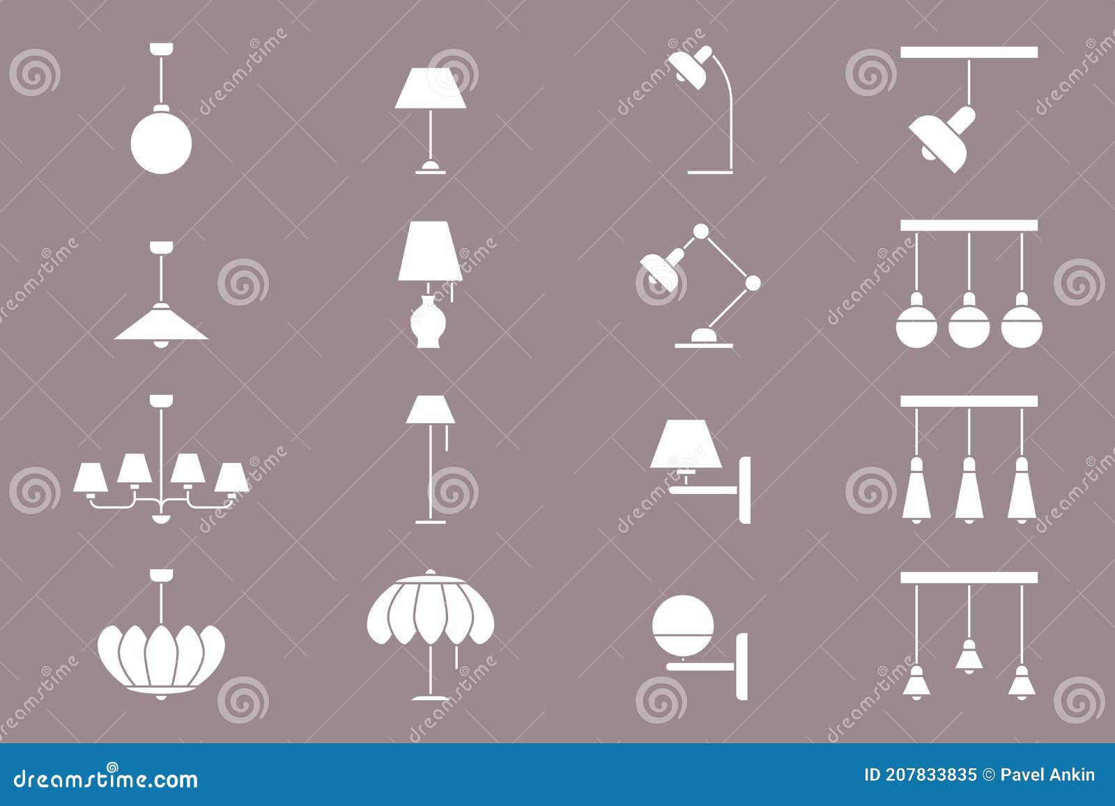 Lamp Icons set 02-04 stock vector. Illustration of equipment - 207833835