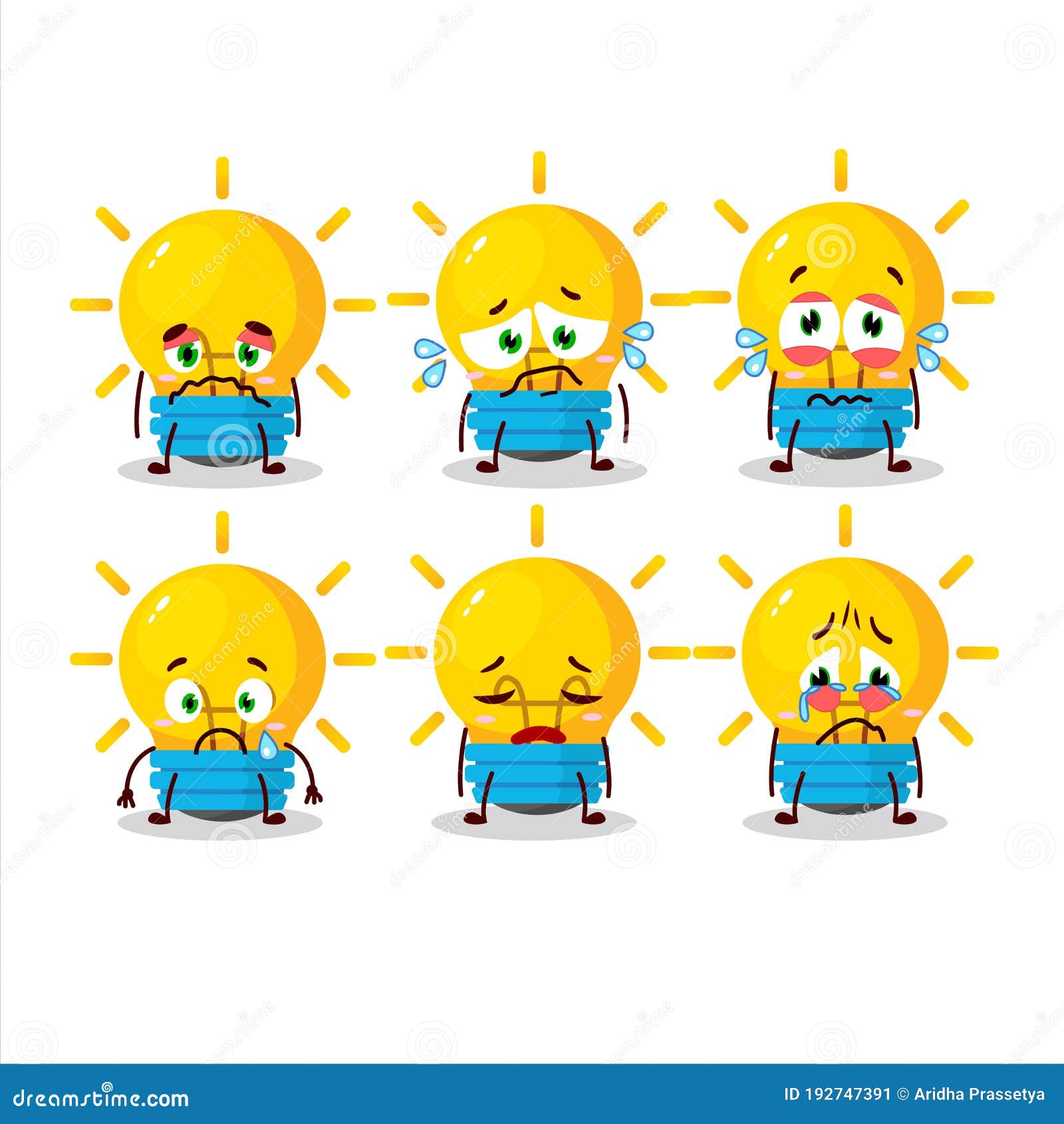 Lamp Ideas Cartoon Character with Sad Expression Stock Vector ...