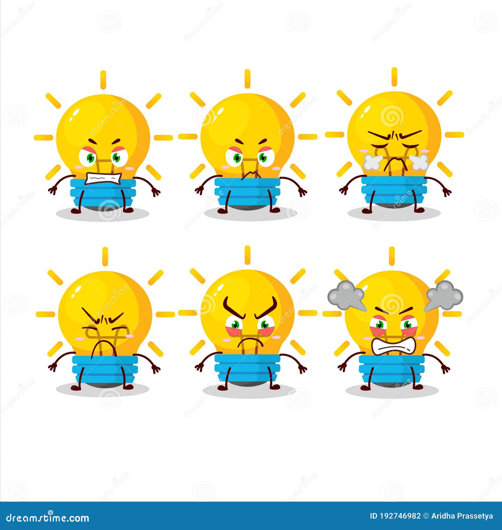 Lamp Ideas Cartoon Character with Various Angry Expressions Stock ...