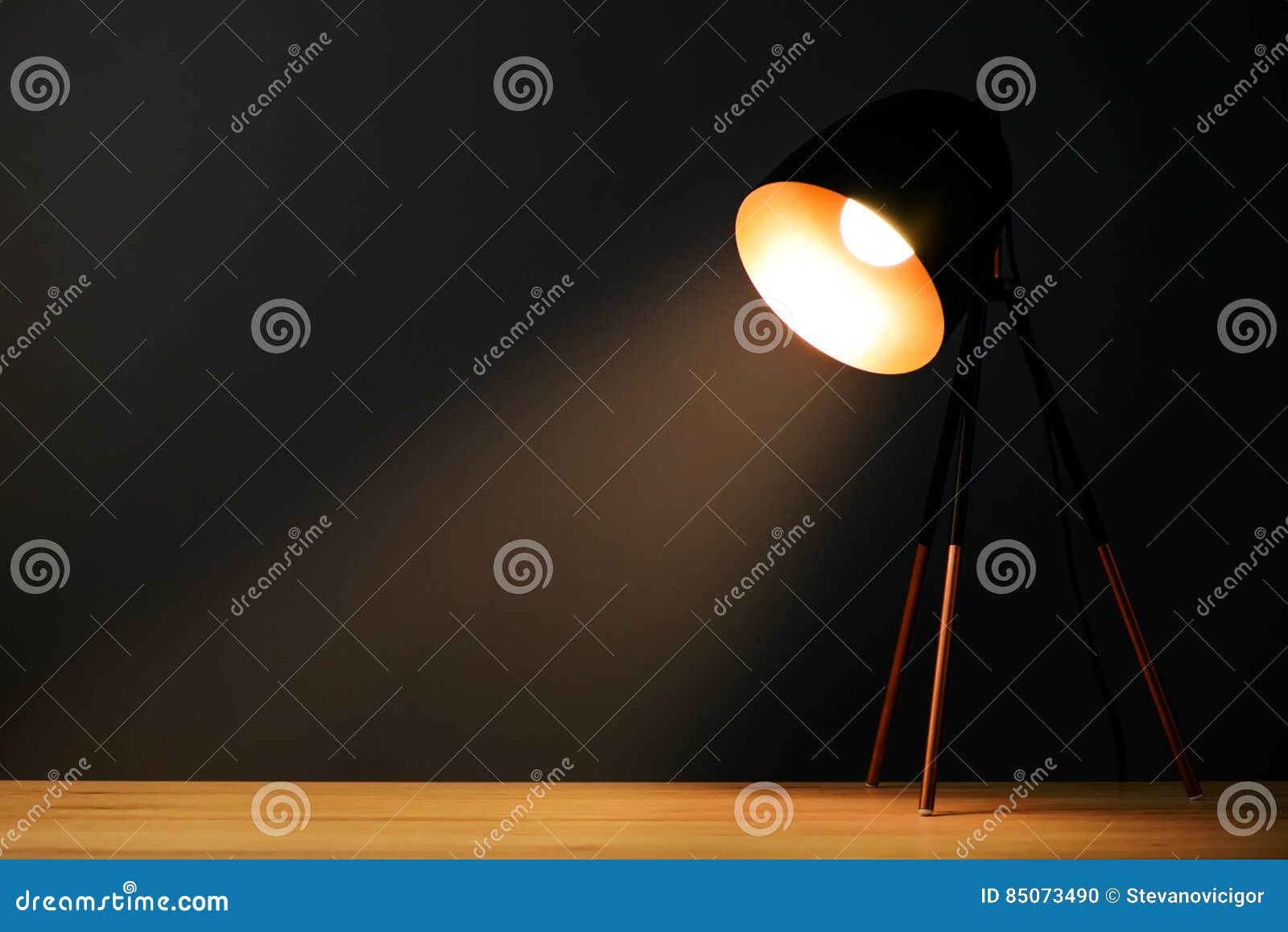 Lamp Illuminates Office Desk Stock Photo - Image of furniture ...